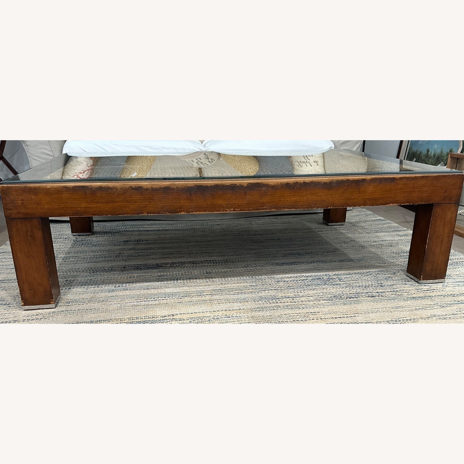 Ralph Lauren Coastal Wood/Seagrass Coffee Table - AptDeco