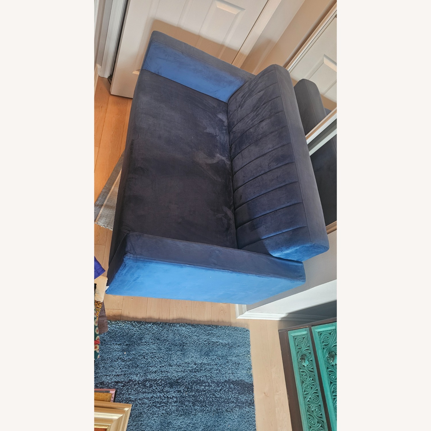 Blue Velvet Loveseat Imported - AptDeco