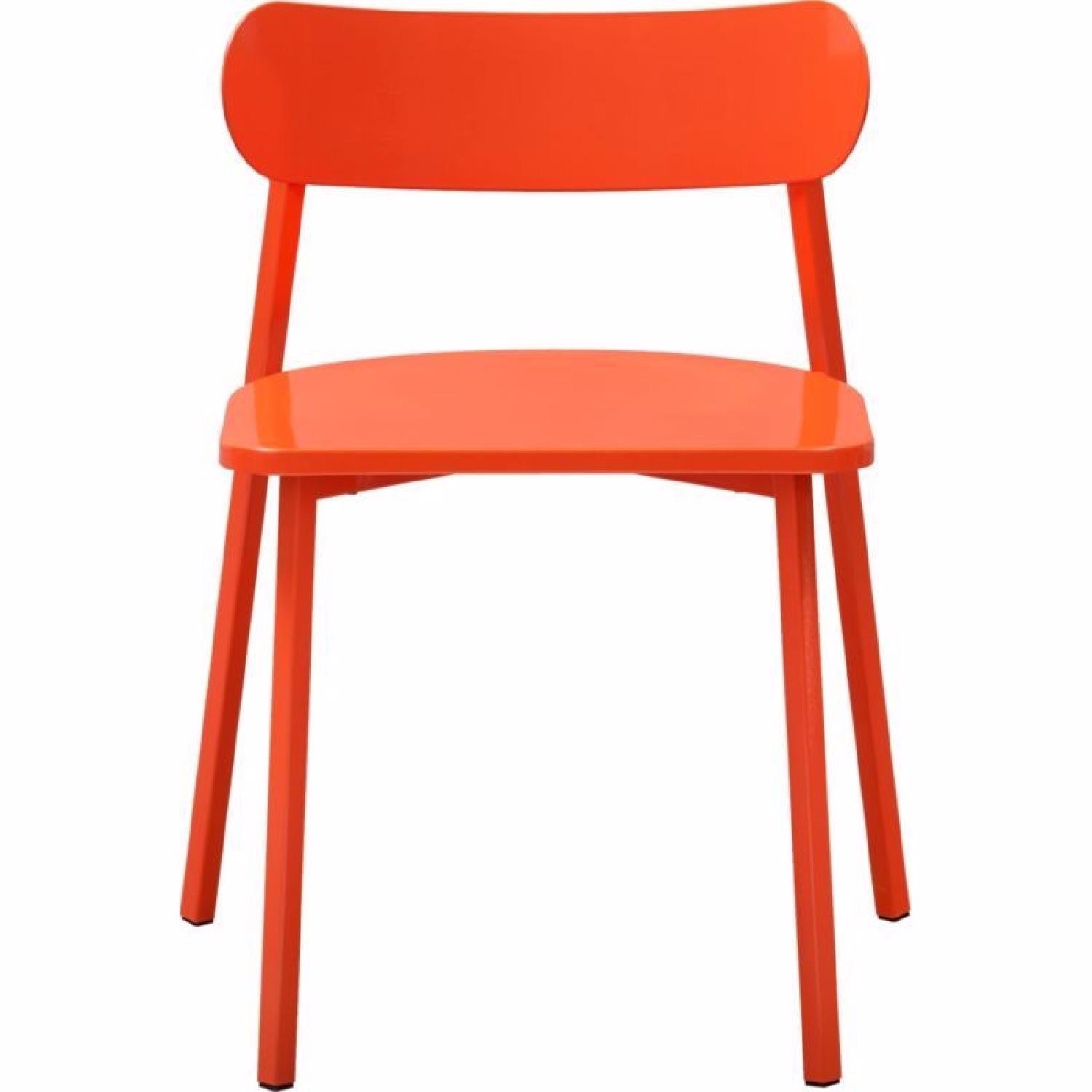 CB2 Flame Orange Metal Chairs - AptDeco