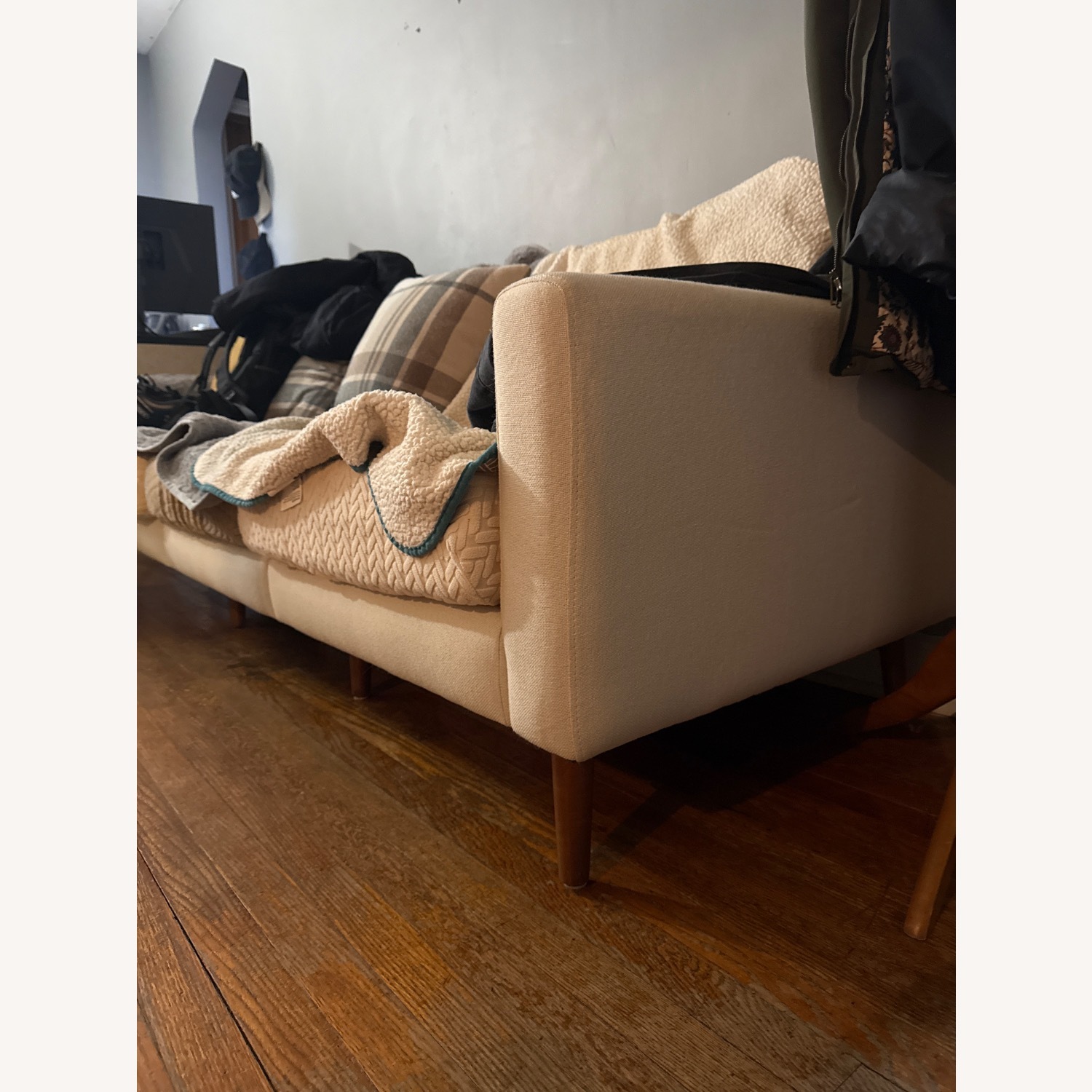 Burrow Nomad Ivory Walnut 3 Seat Sofa - AptDeco