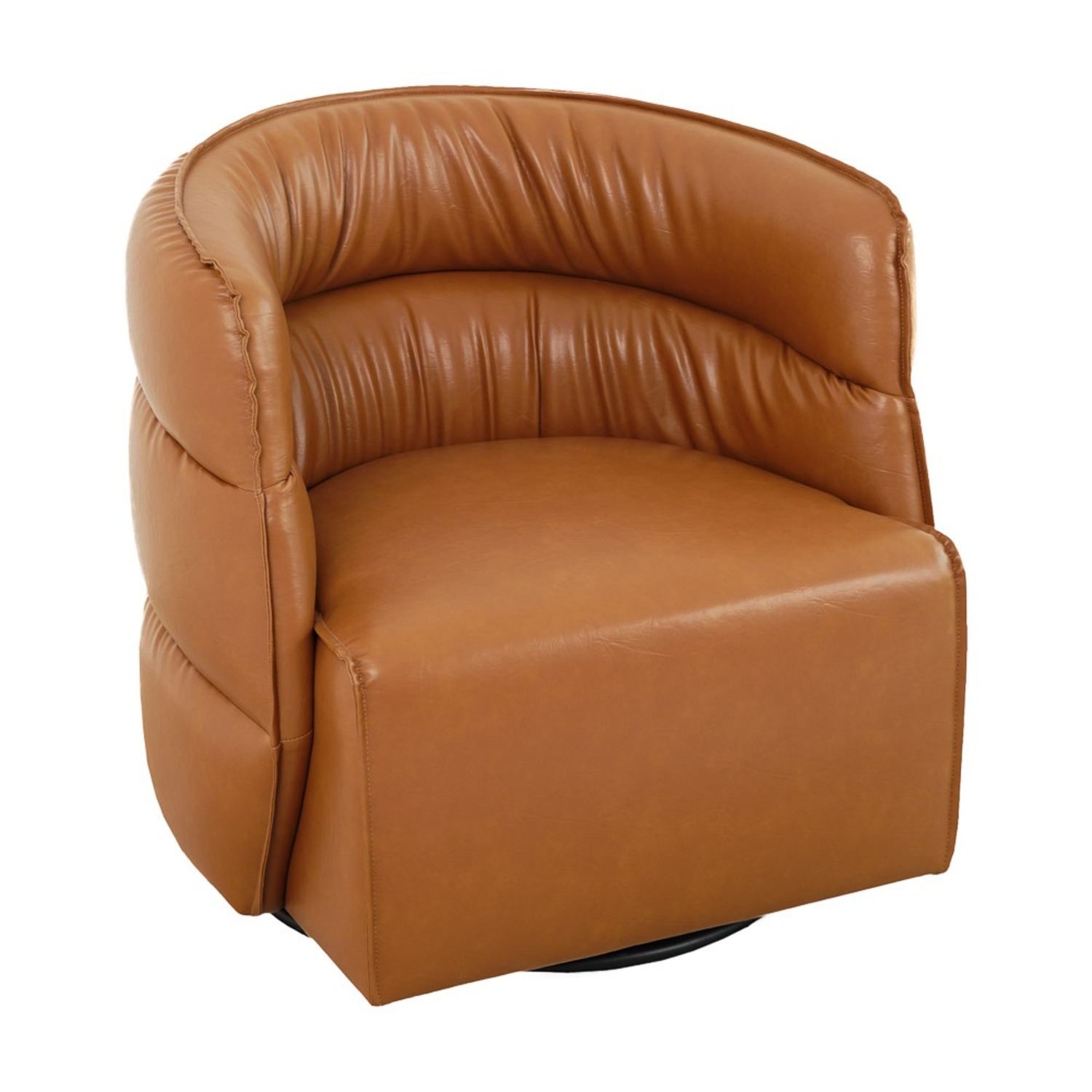 Shamrock Swivel Chair Tan Vegan Leather - AptDeco