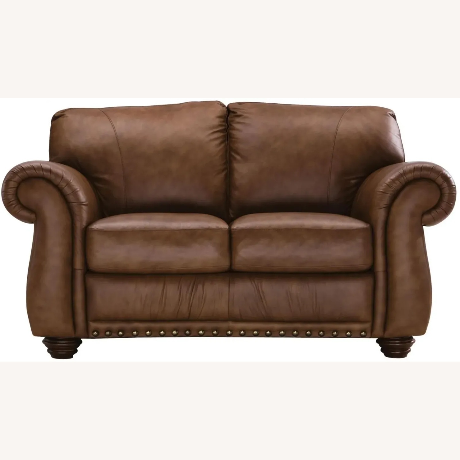 Natuzzi Editions Elba Brown Leather Loveseat - AptDeco