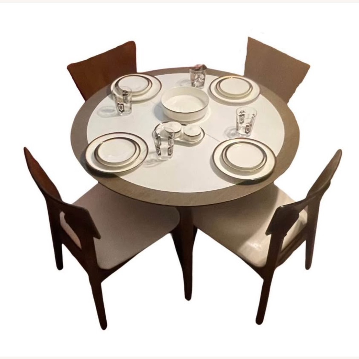 MCM Round Dining Table with Six Chairs - AptDeco
