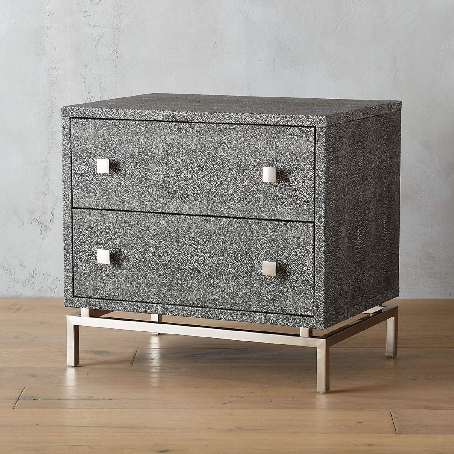CB2 Ivory Shagreen Embossed Nightstand - AptDeco