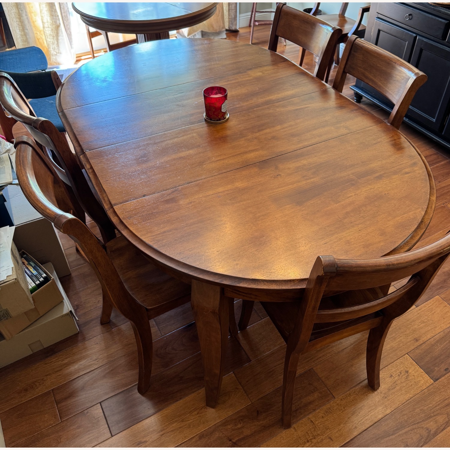 Dark Wood Dining Table + 6 Chairs - AptDeco