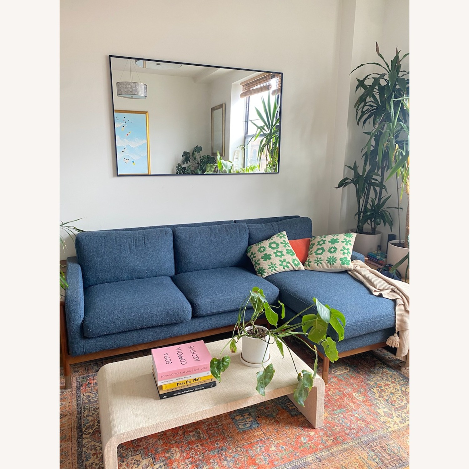 Interior Define Jason Wu Blue Mid-Century Sectional - AptDeco