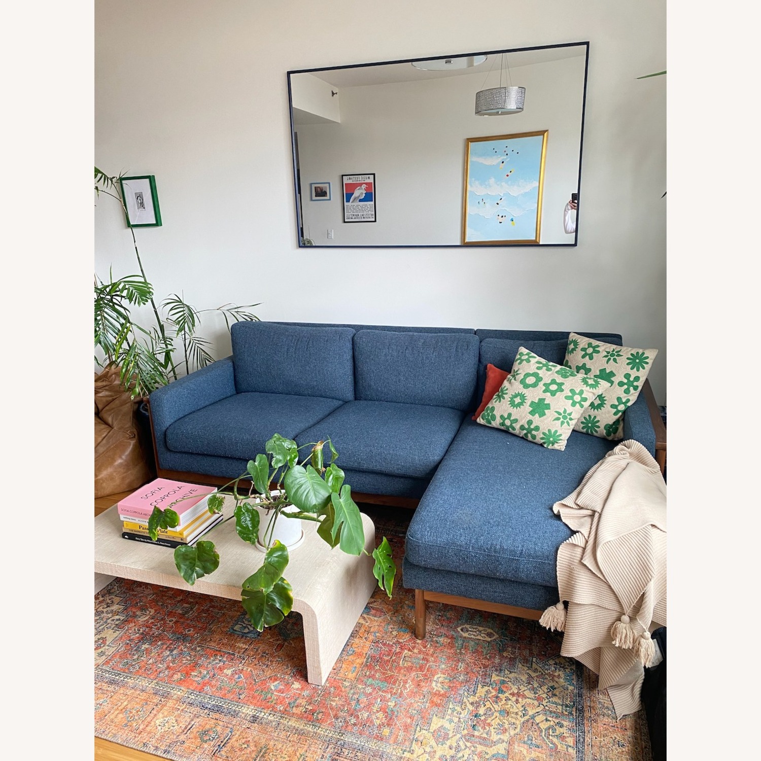 Interior Define Jason Wu Blue Mid-Century Sectional - AptDeco