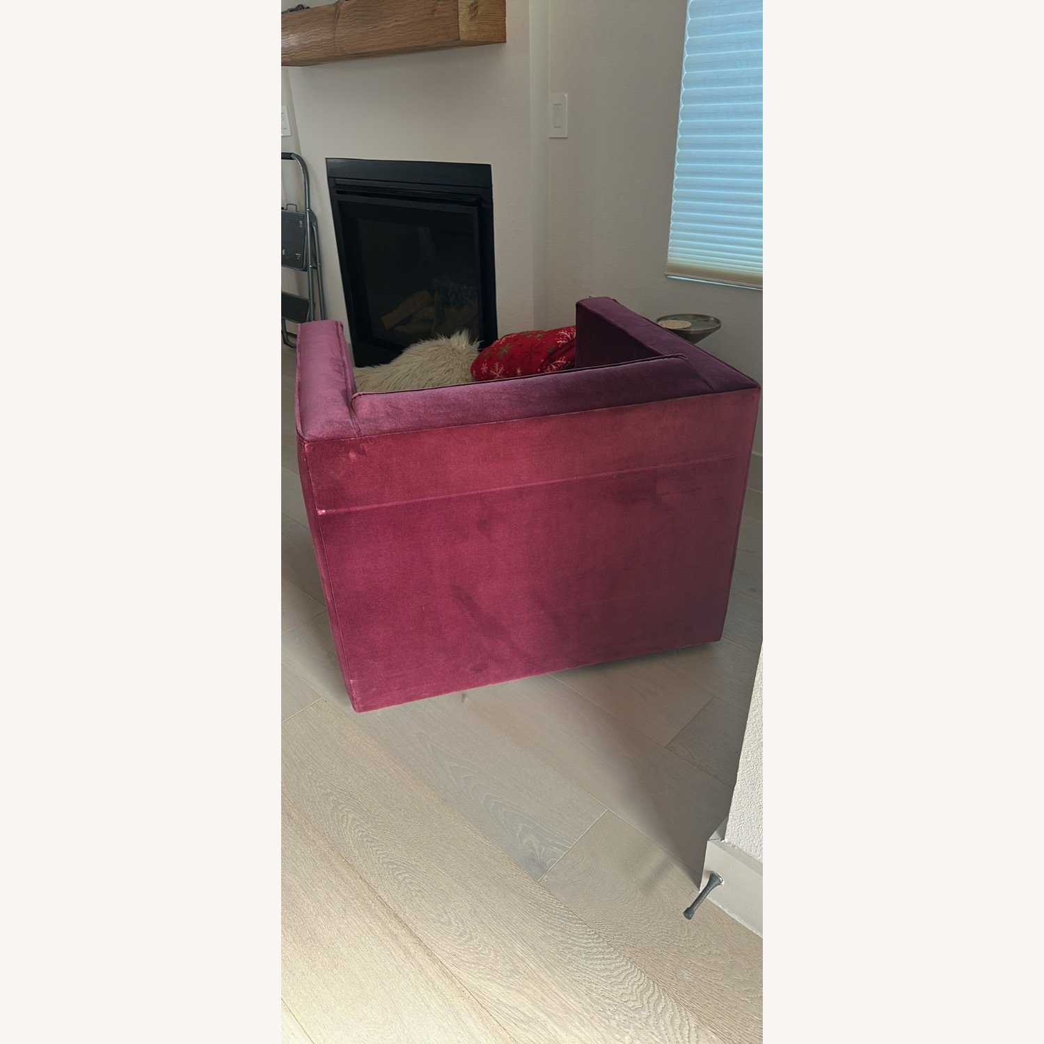 CB2 Plum Velvet Arm Chair - AptDeco