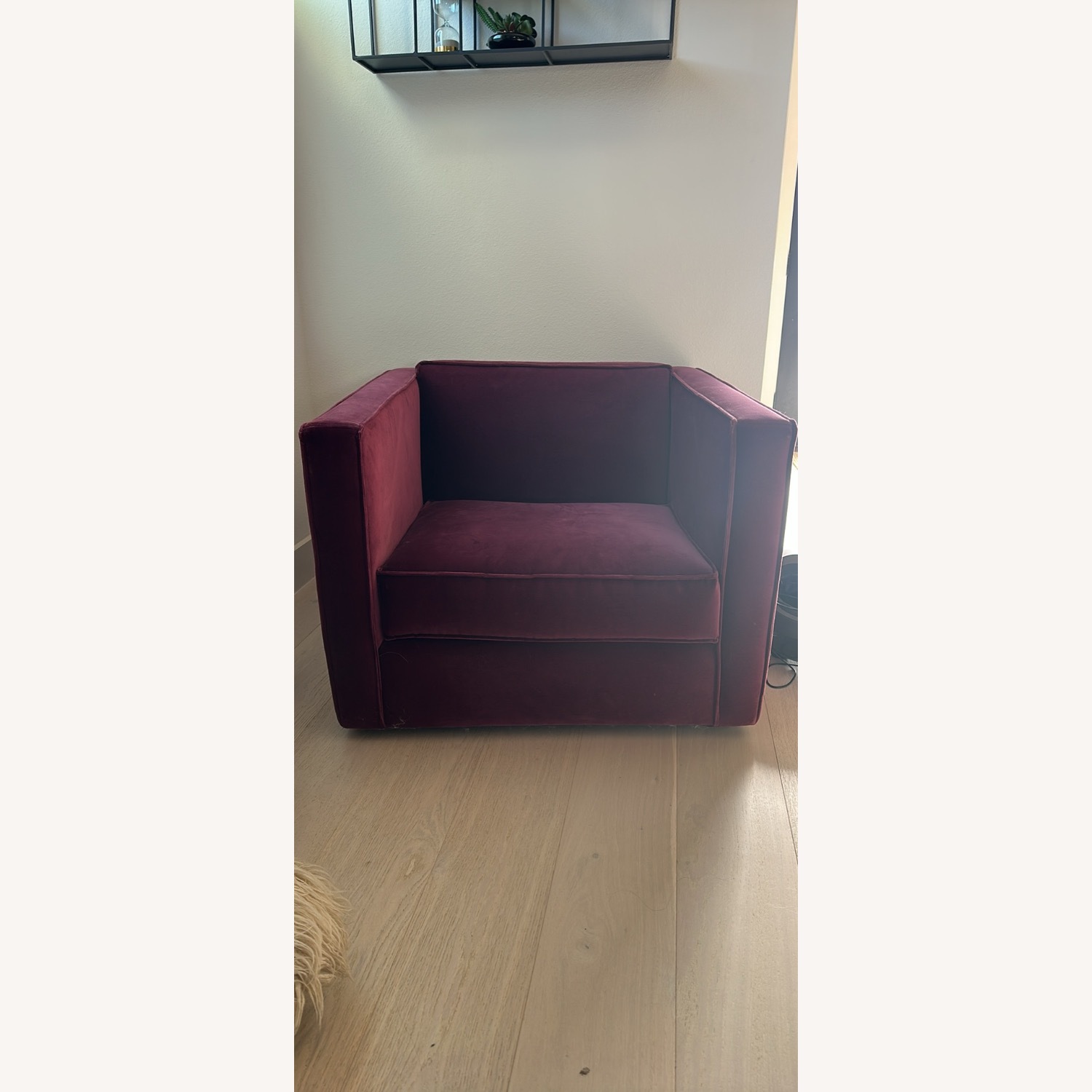 CB2 Plum Velvet Arm Chair - AptDeco