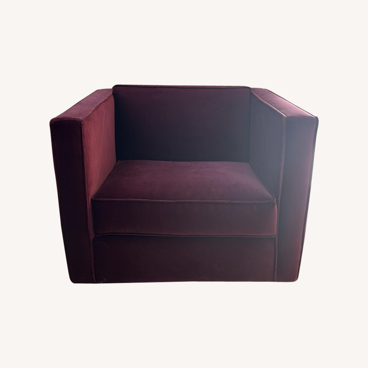 CB2 Plum Velvet Arm Chair - AptDeco