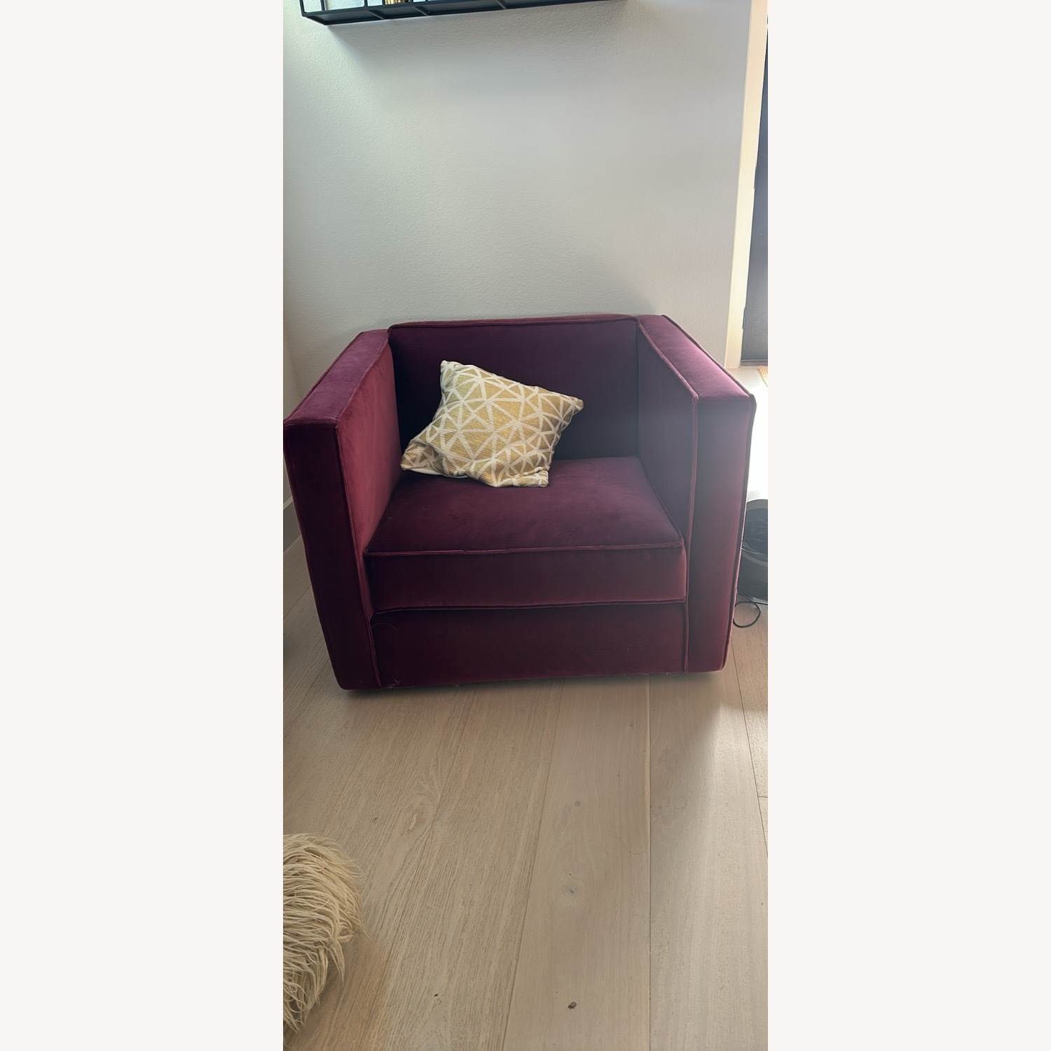 CB2 Plum Velvet Arm Chair - AptDeco
