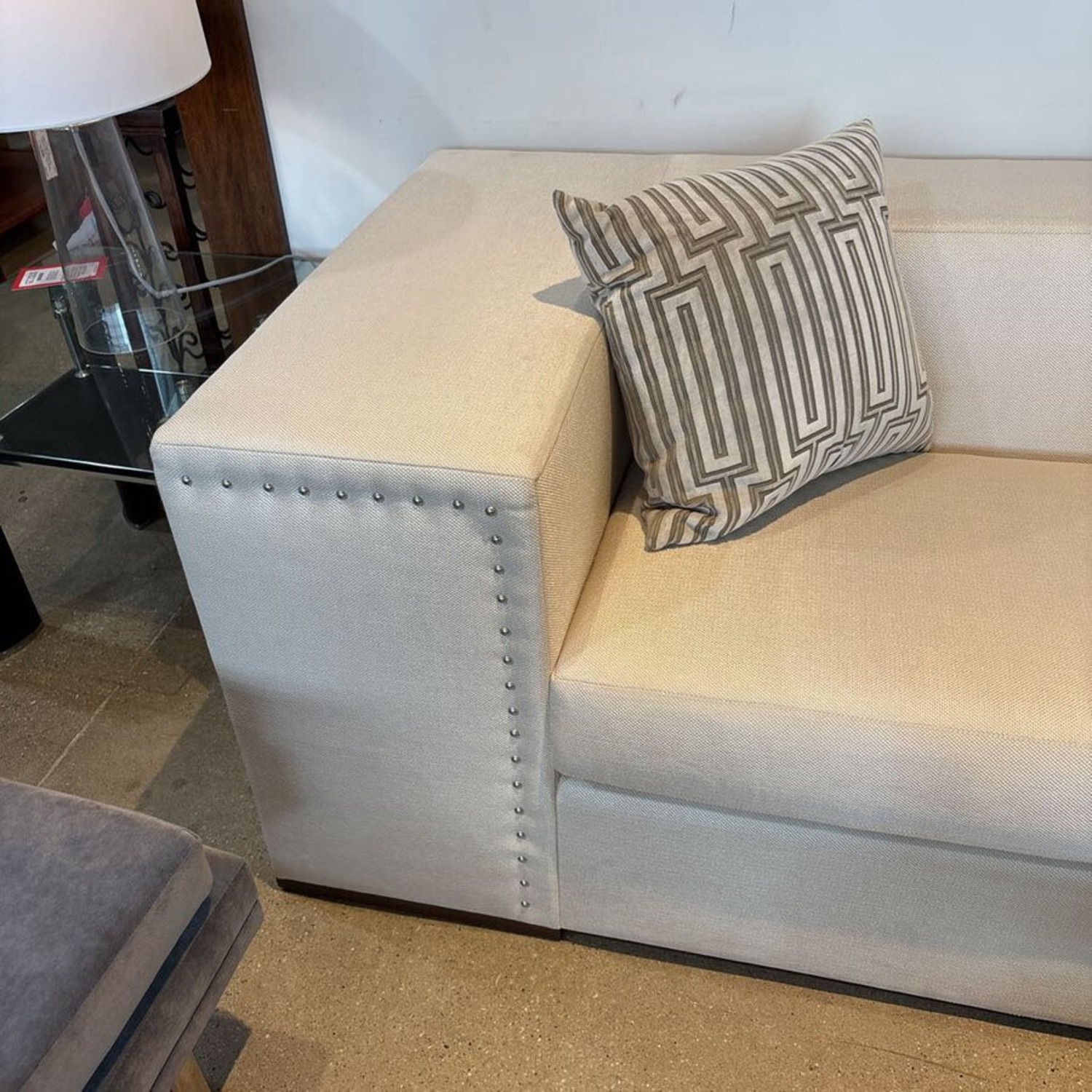 Custom Contemporary Sofa With Nailheads - AptDeco