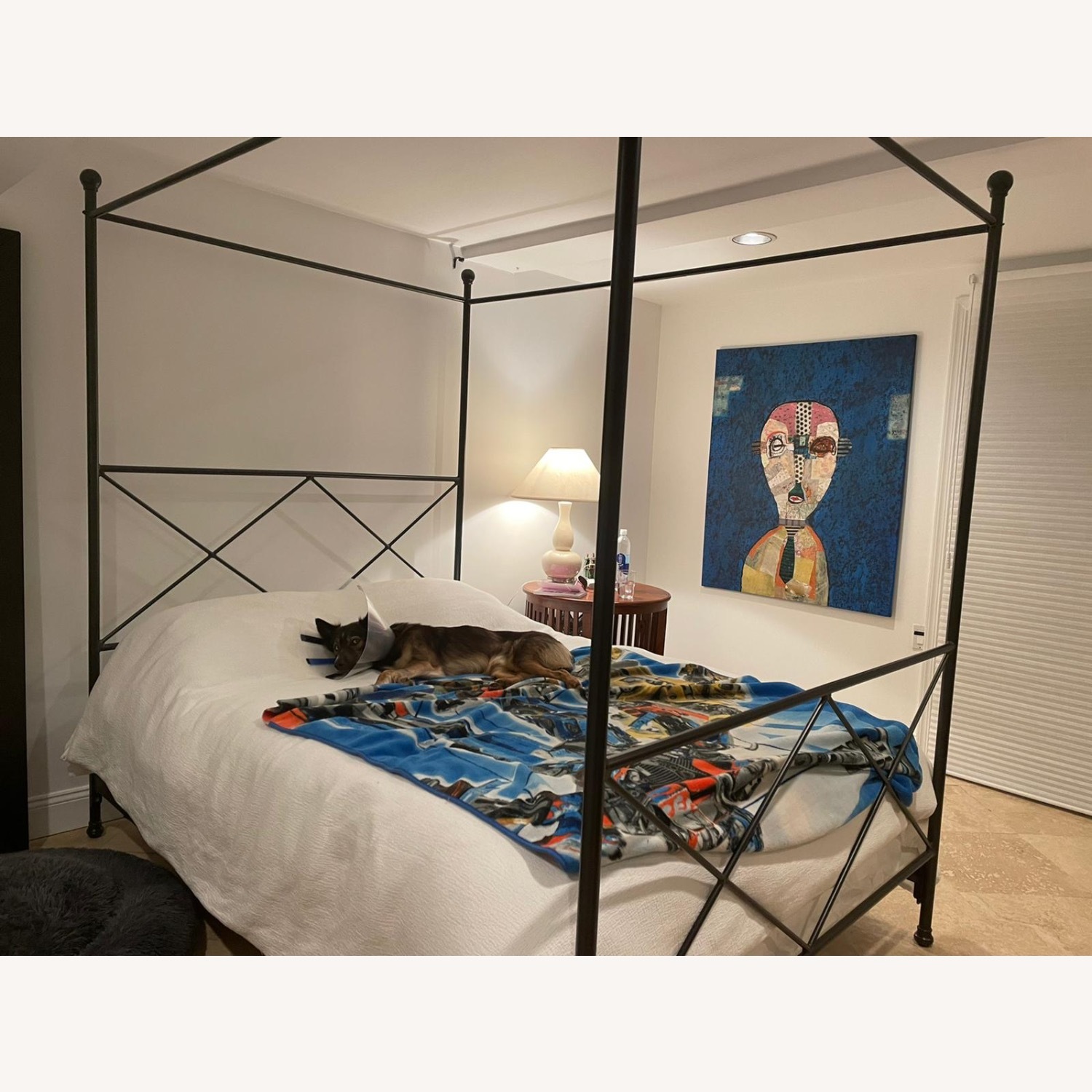 Pottery Barn Black Metal Post bed - AptDeco