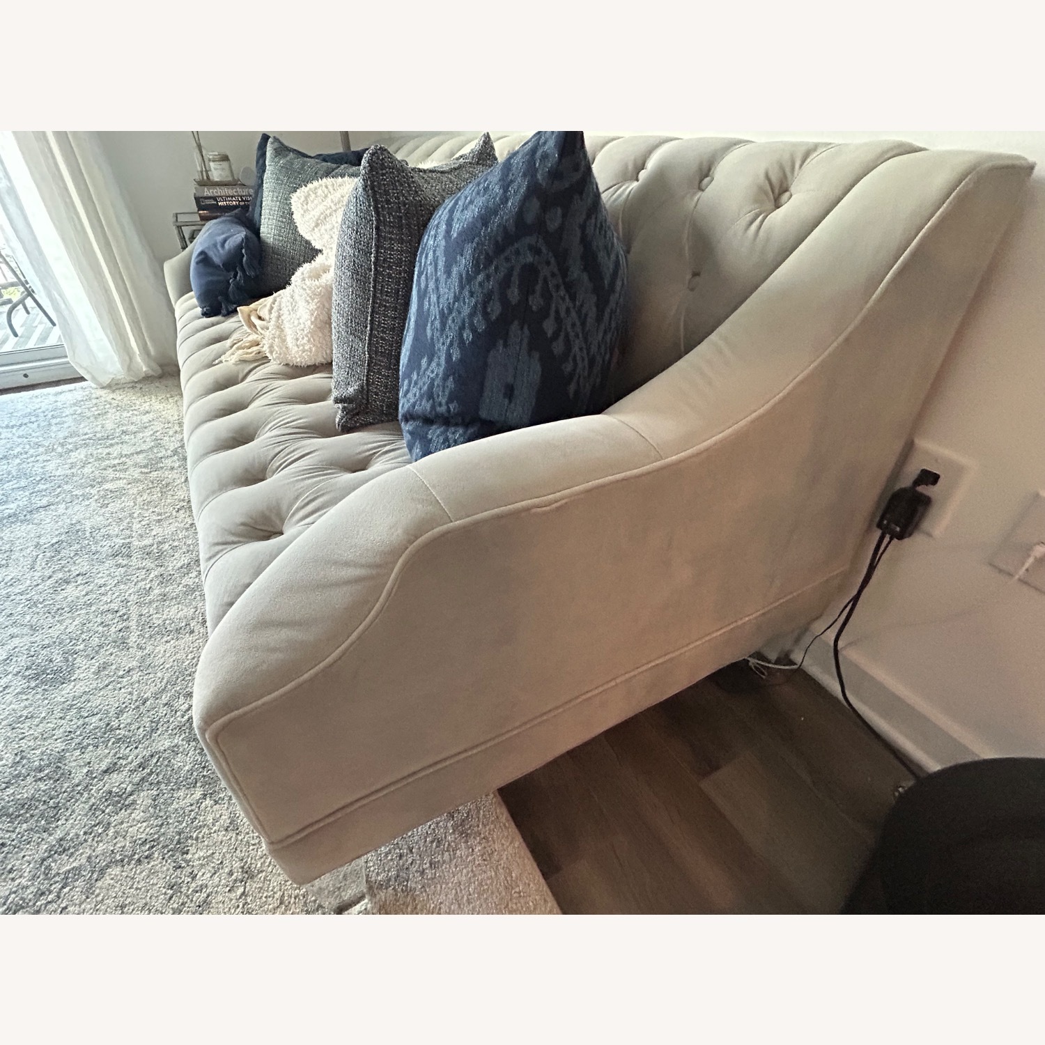 Z Gallerie Gray Tufted Velvet Sofa - AptDeco