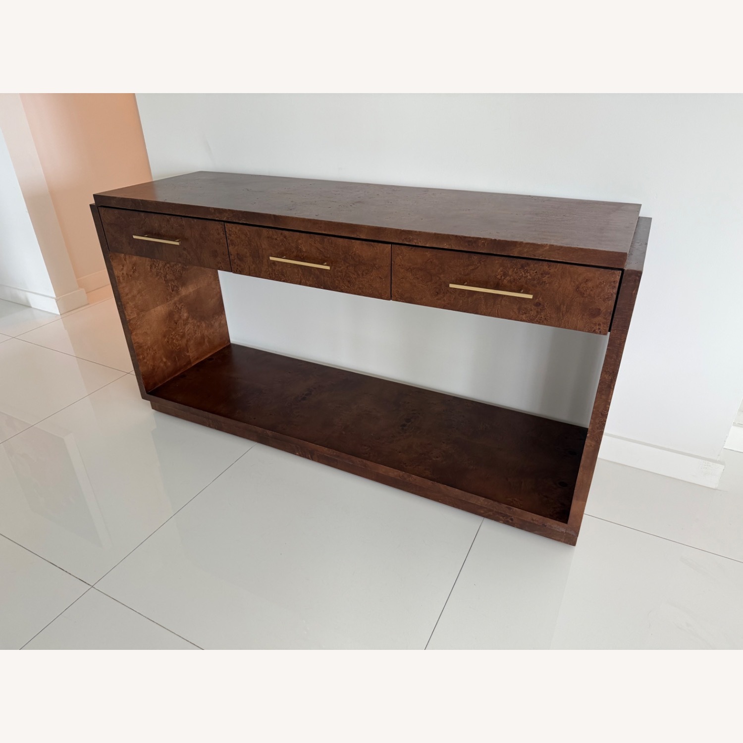 West Elm Finlo Burled Entryway Wood Console (64") - AptDeco