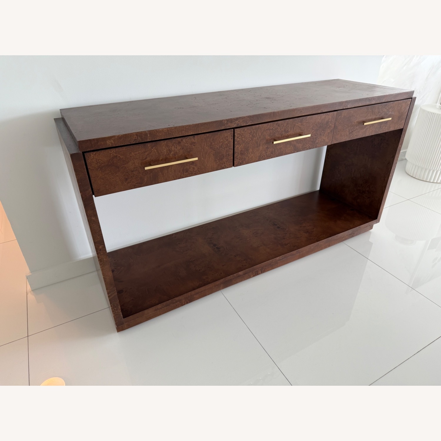 West Elm Finlo Burled Entryway Wood Console (64") - AptDeco