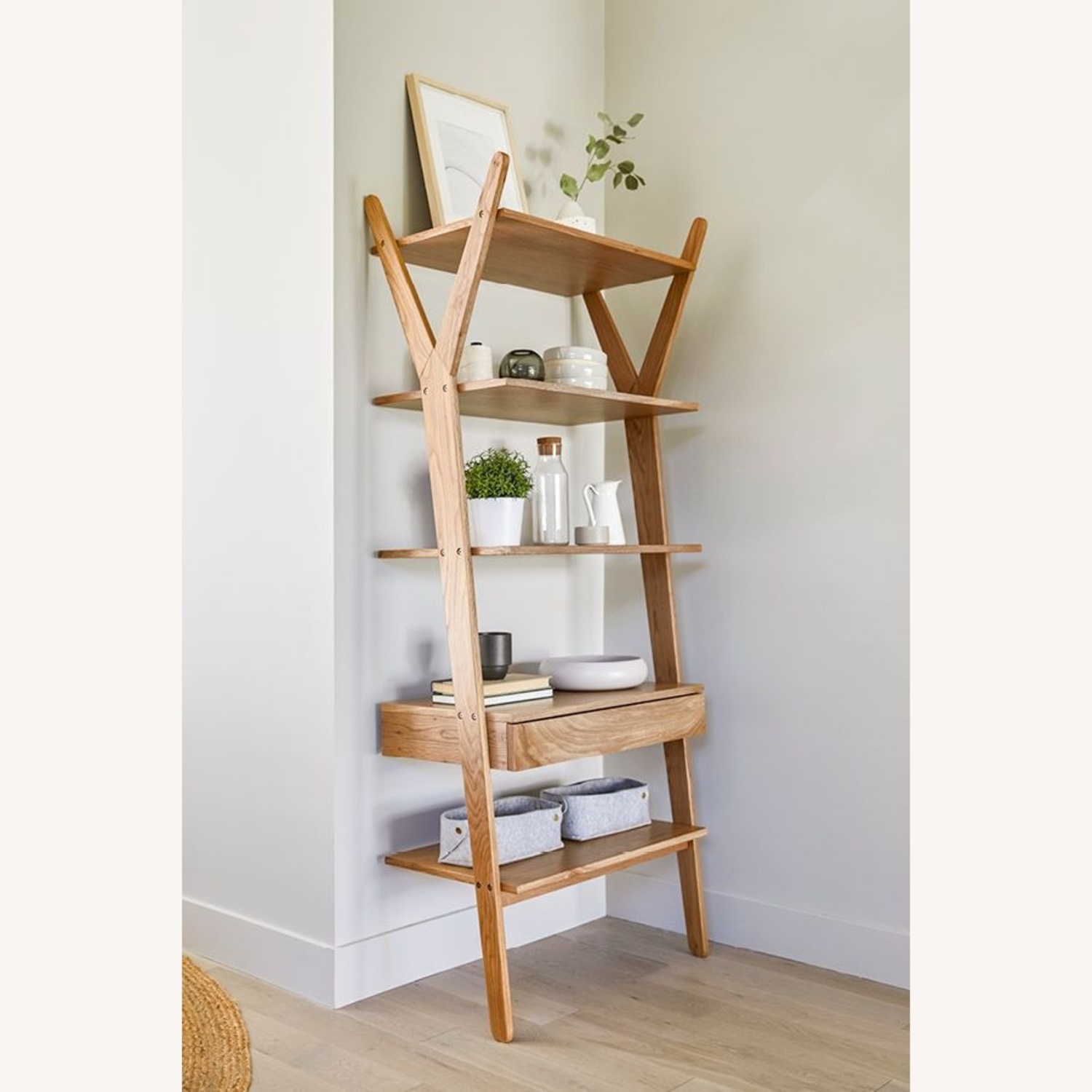 Article Oak Bookcase With Drawer - AptDeco