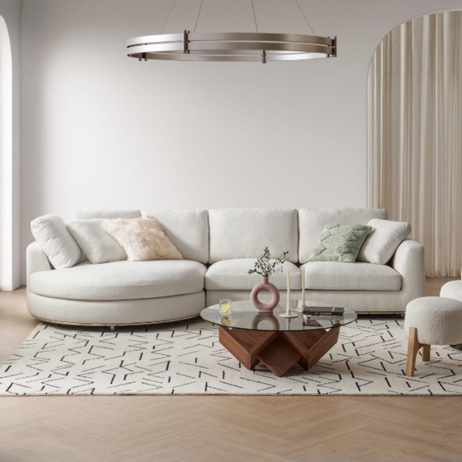 Castlery Hamilton Round Chaise Sectional Sofa - AptDeco