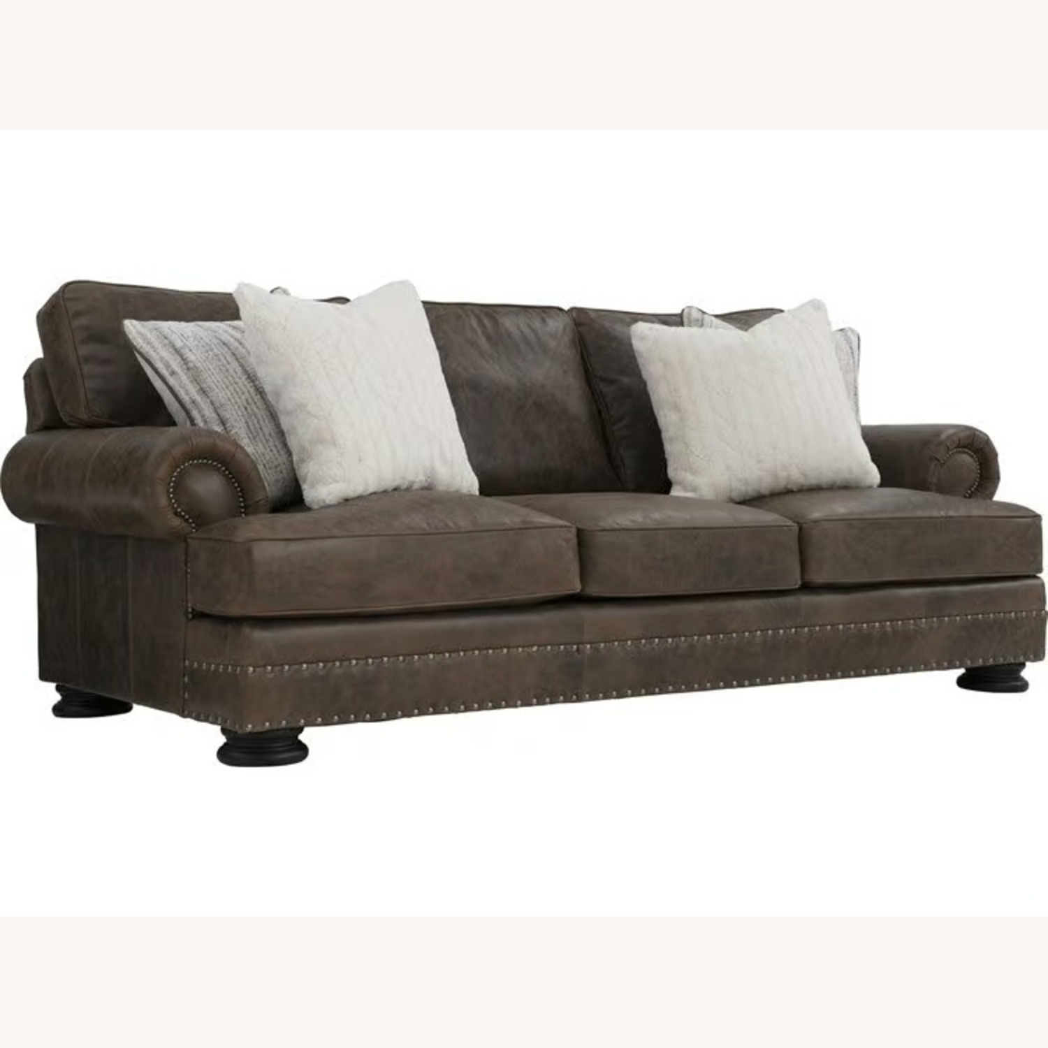 Bernhardt Foster Brown Leather Sofa - AptDeco