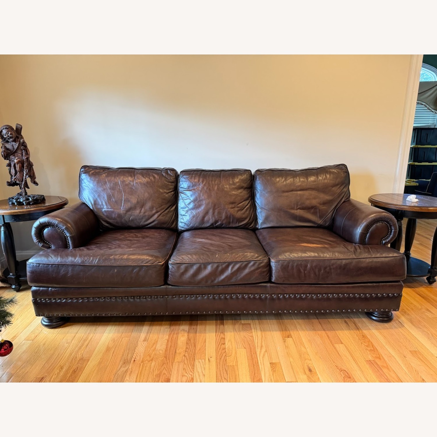 Bernhardt Foster Brown Leather Sofa - AptDeco