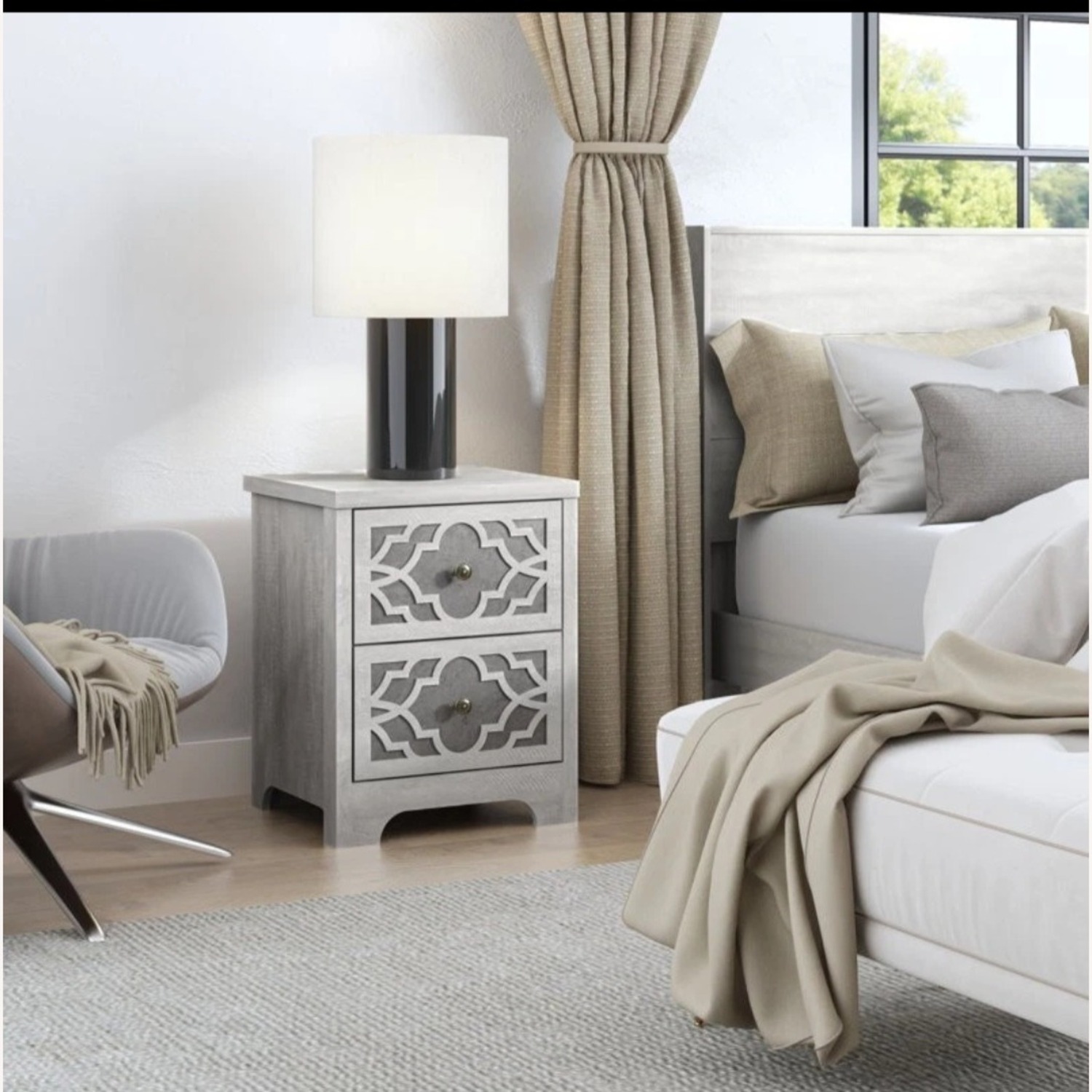 Gray 2 Drawer Nightstand - AptDeco