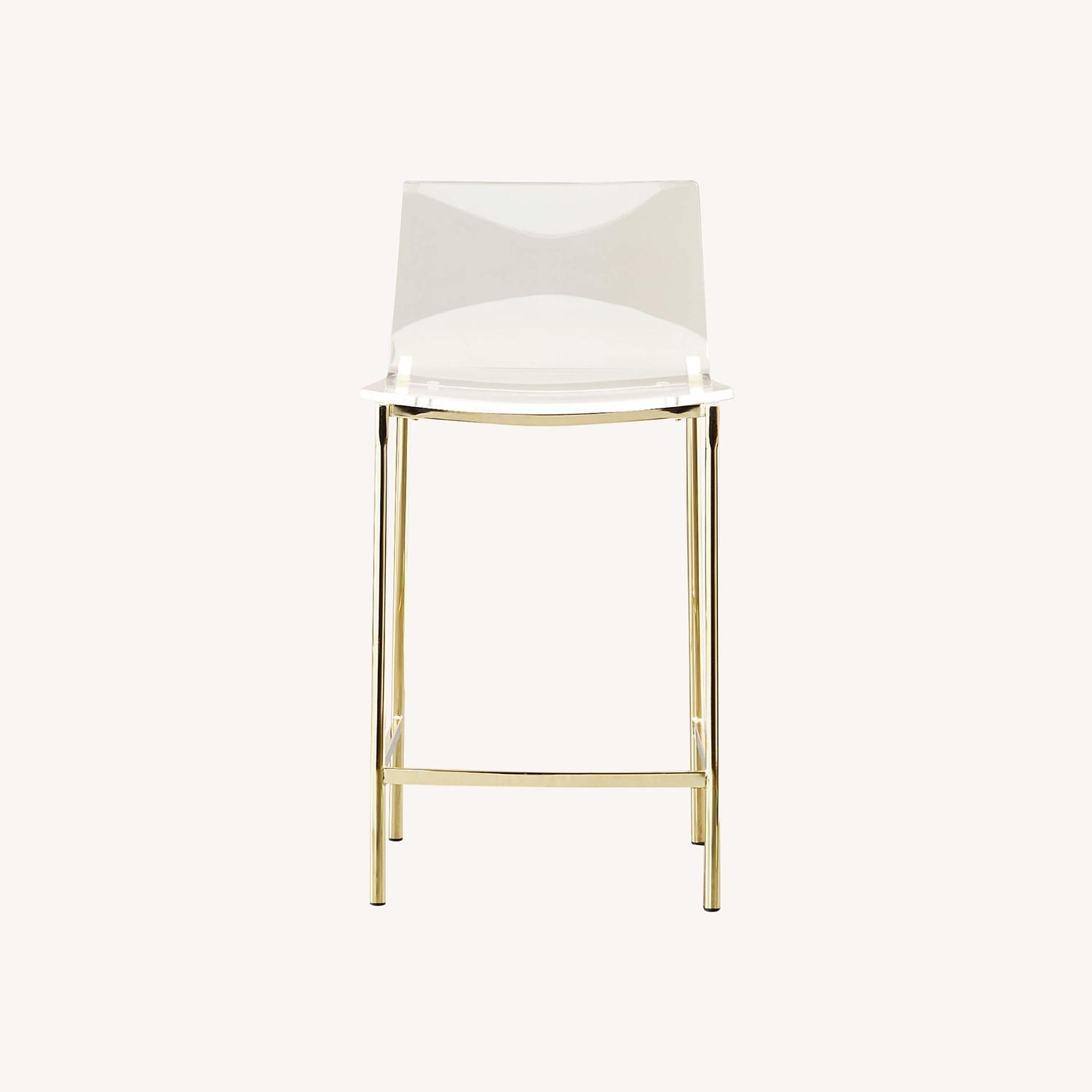 Clear Chiaro Clear Acrylic Counter Stool with Gold Legs - AptDeco