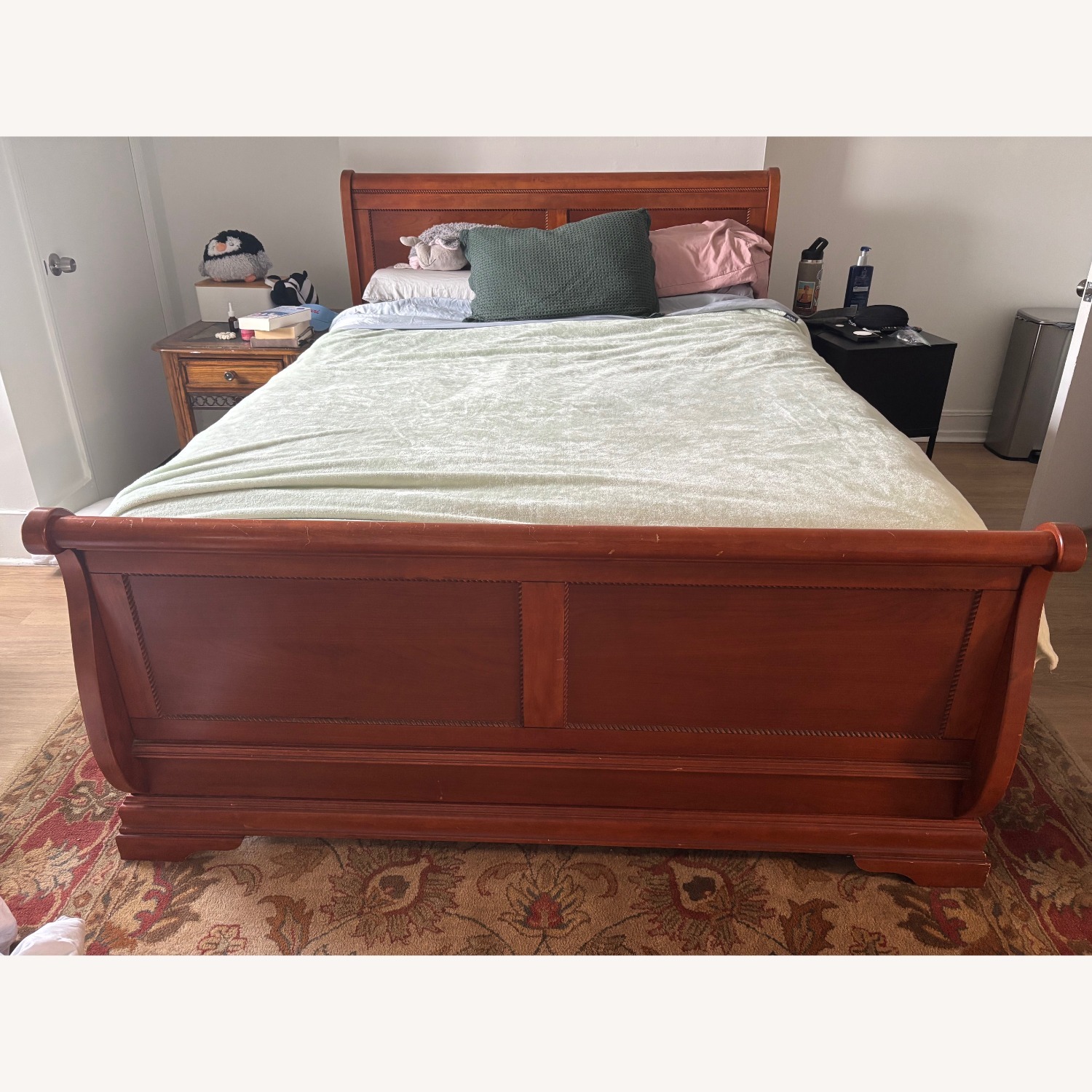 Vintage Wooden Sleigh Bedframe - AptDeco