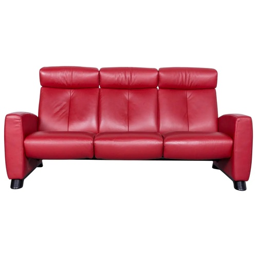 Bob's Furniture Red Microfiber Couch and Chair - AptDeco