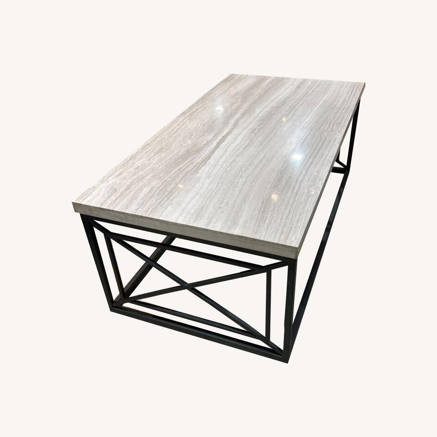 Hammary Rectangular Stone Top Coffee Table - AptDeco