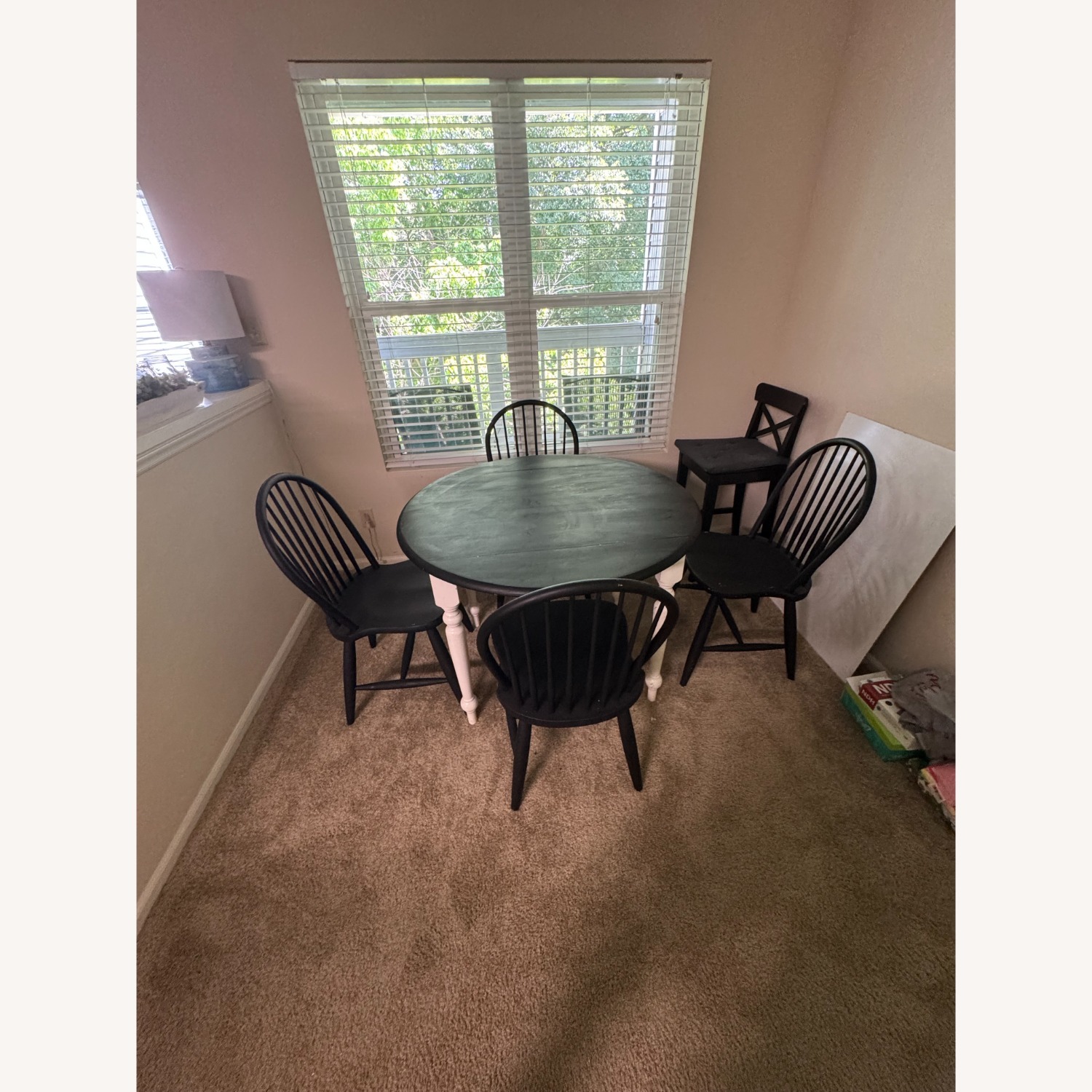 Antique Wooden Table Painted Black - AptDeco