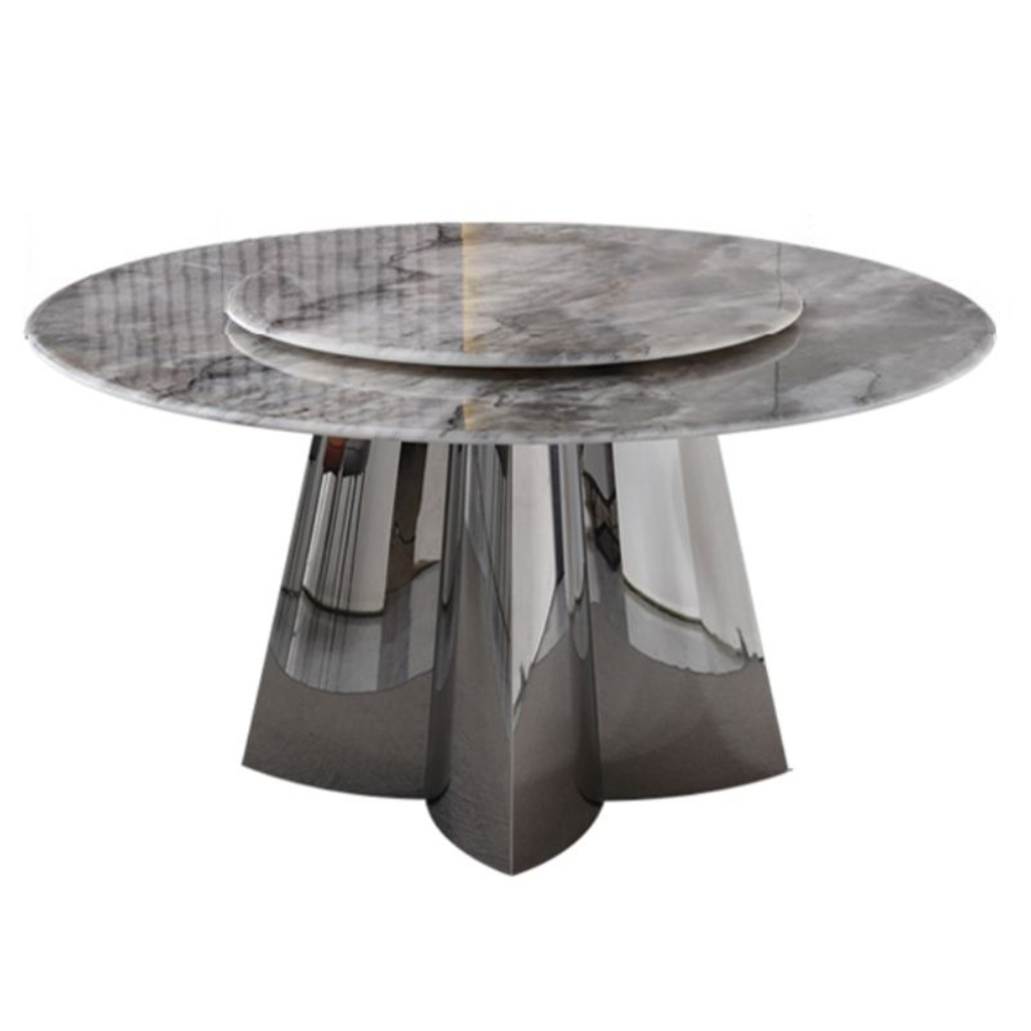 Round Gray Marble Dining Table - AptDeco