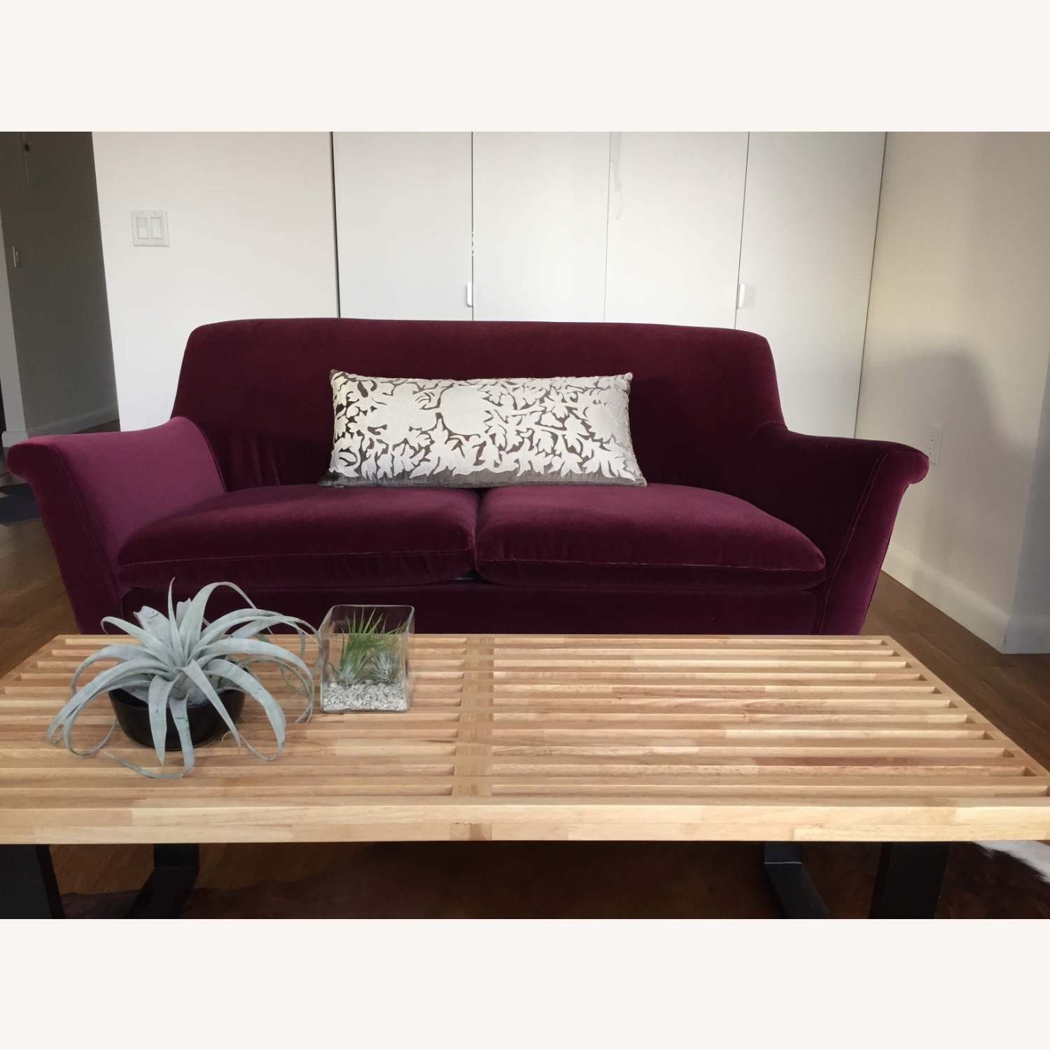 Room & Board Murphy Loveseat Merlot Velvet - AptDeco
