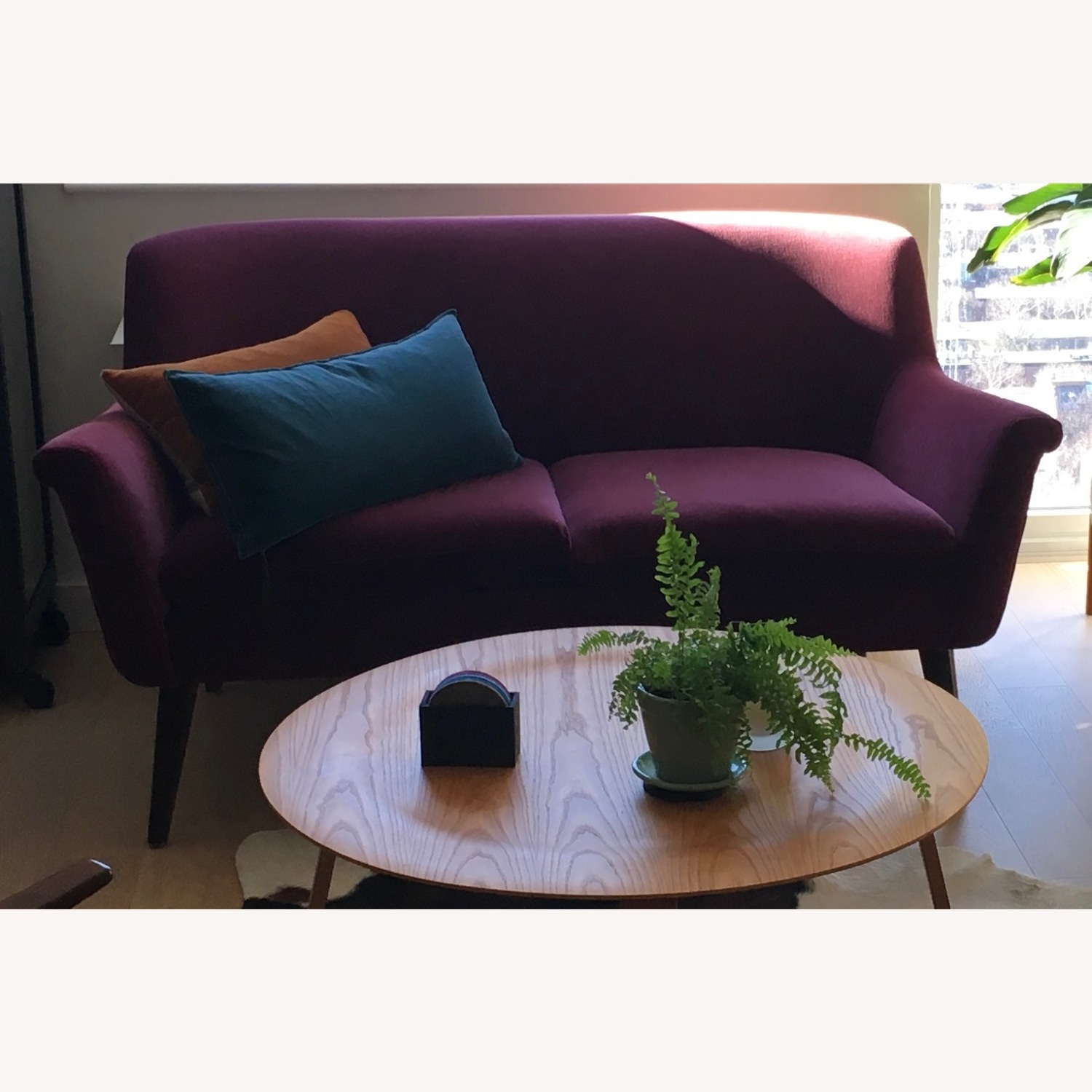 Room & Board Murphy Loveseat Merlot Velvet - AptDeco