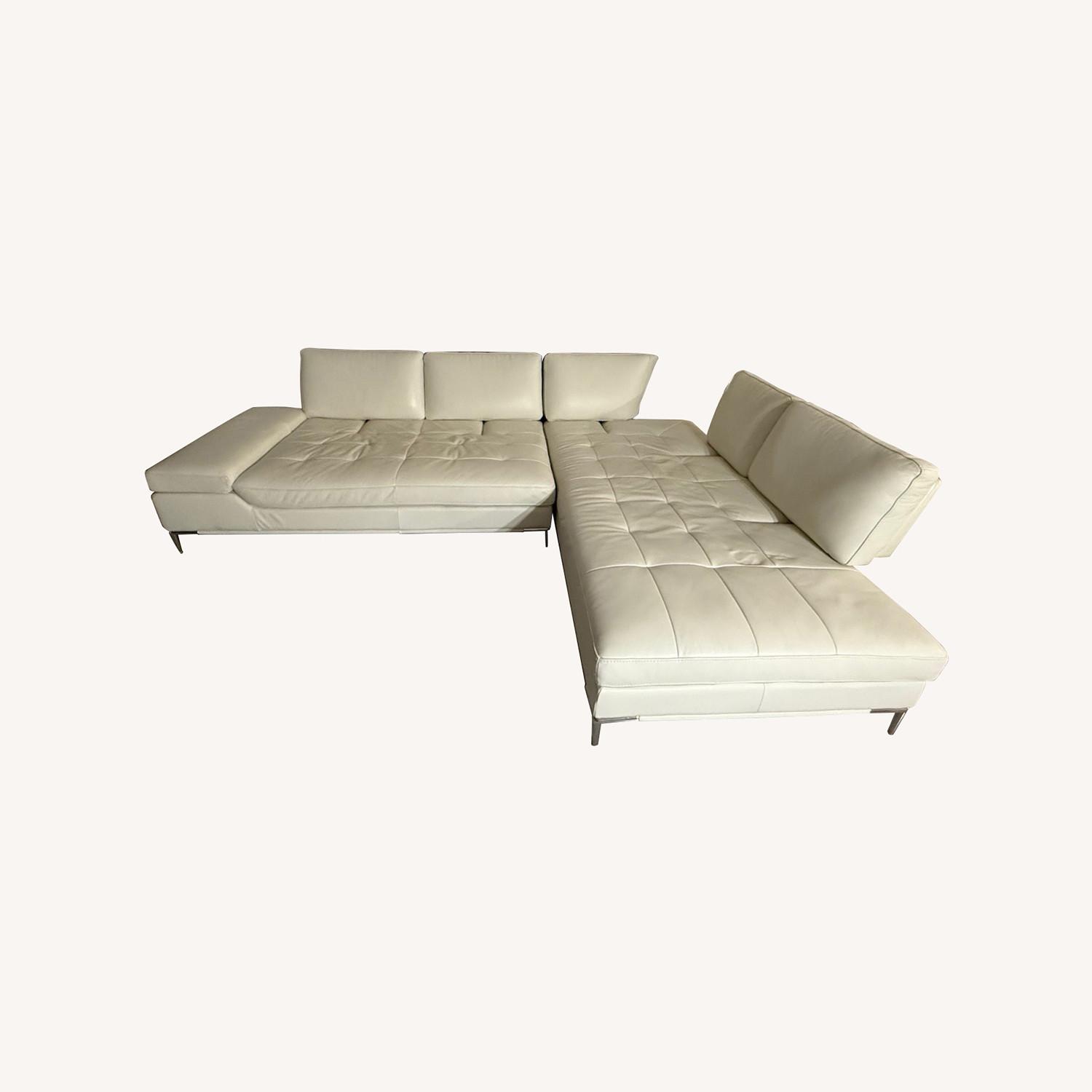 Modani Furniture White Leather Sofa - AptDeco