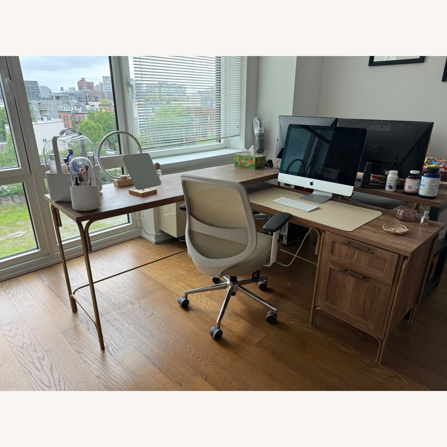 L-Shaped Wood Executive Desk - AptDeco