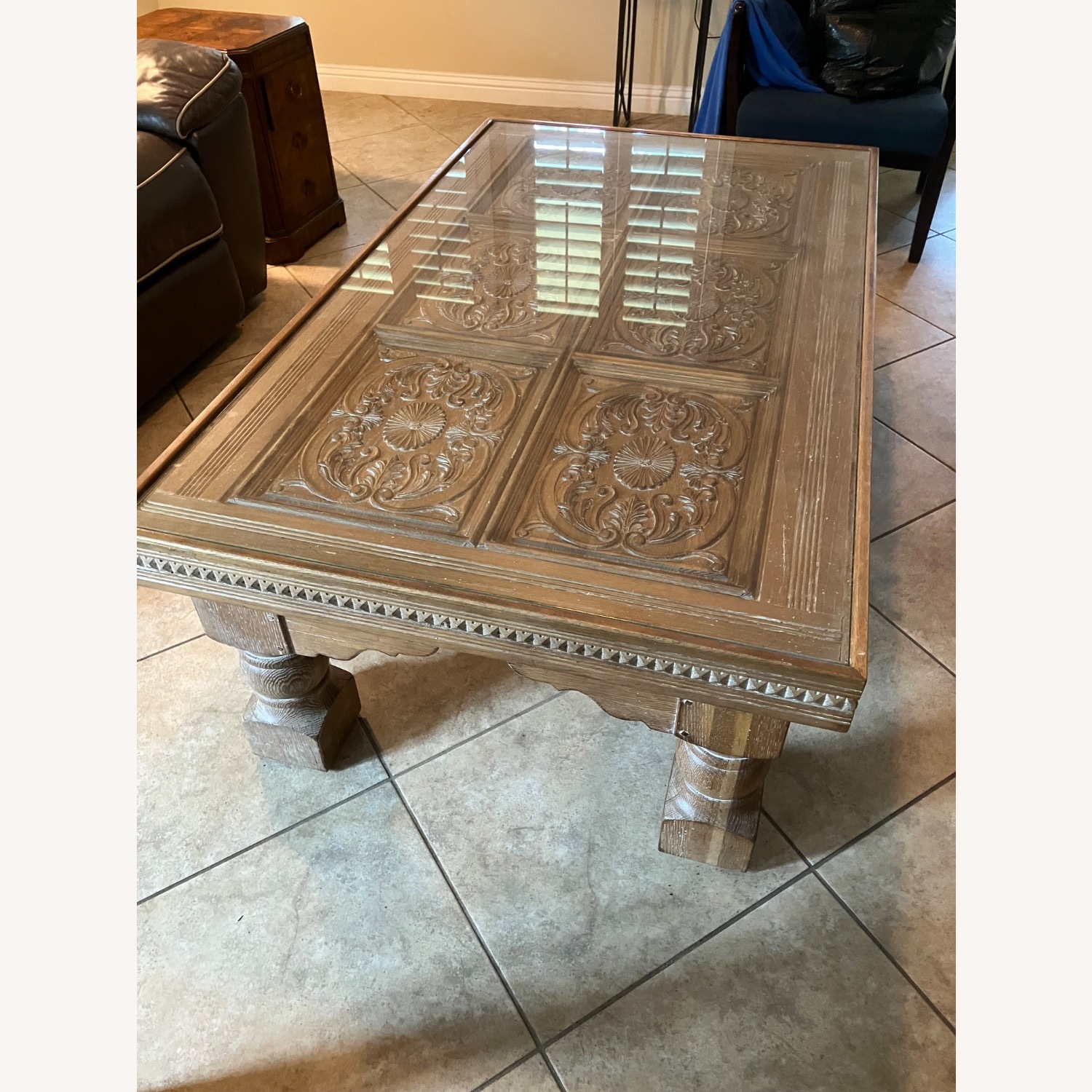 Drexel Hand Carved Oak Coffee Table - AptDeco