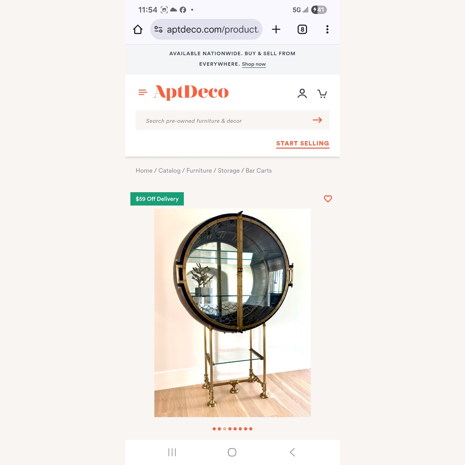 Restoration Hardware 1920s Porthole Bar - AptDeco