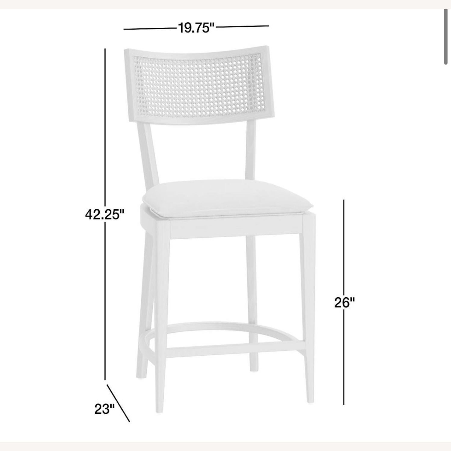 Crate & Barrel Black & Natural Cane Counter Stool - AptDeco