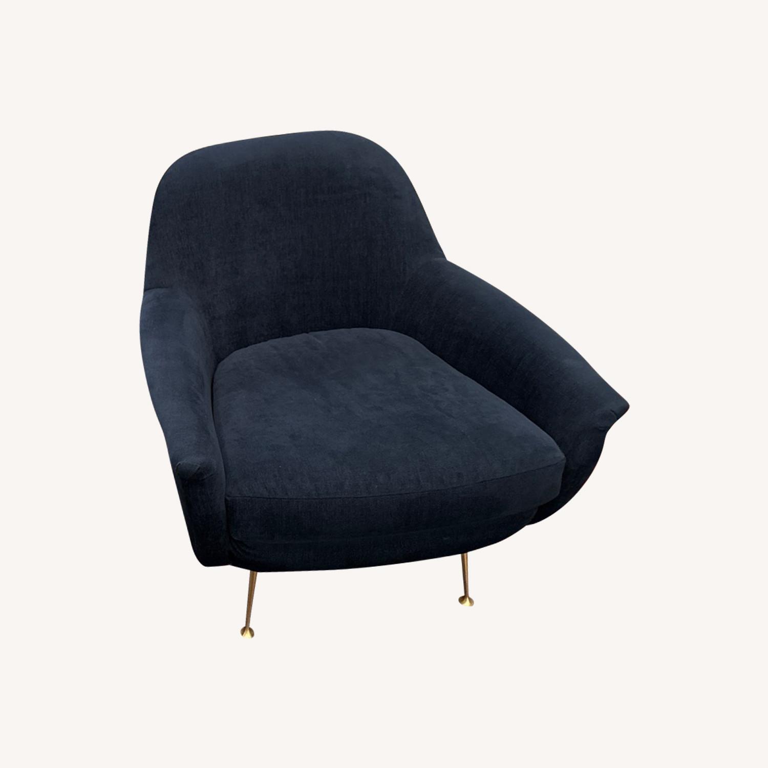 West Elm Phoebe Chairs Crush Velvet Ink Blue - AptDeco