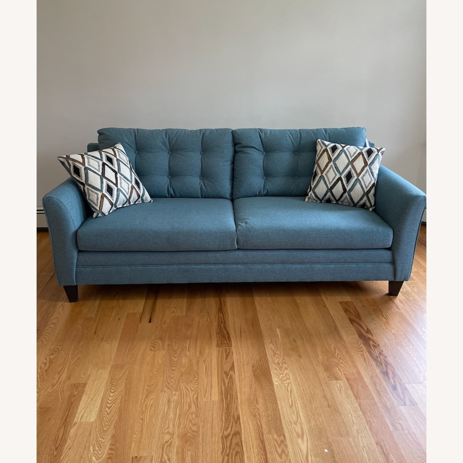 Raymour & Flanigan Wexler Blue Loveseat - AptDeco