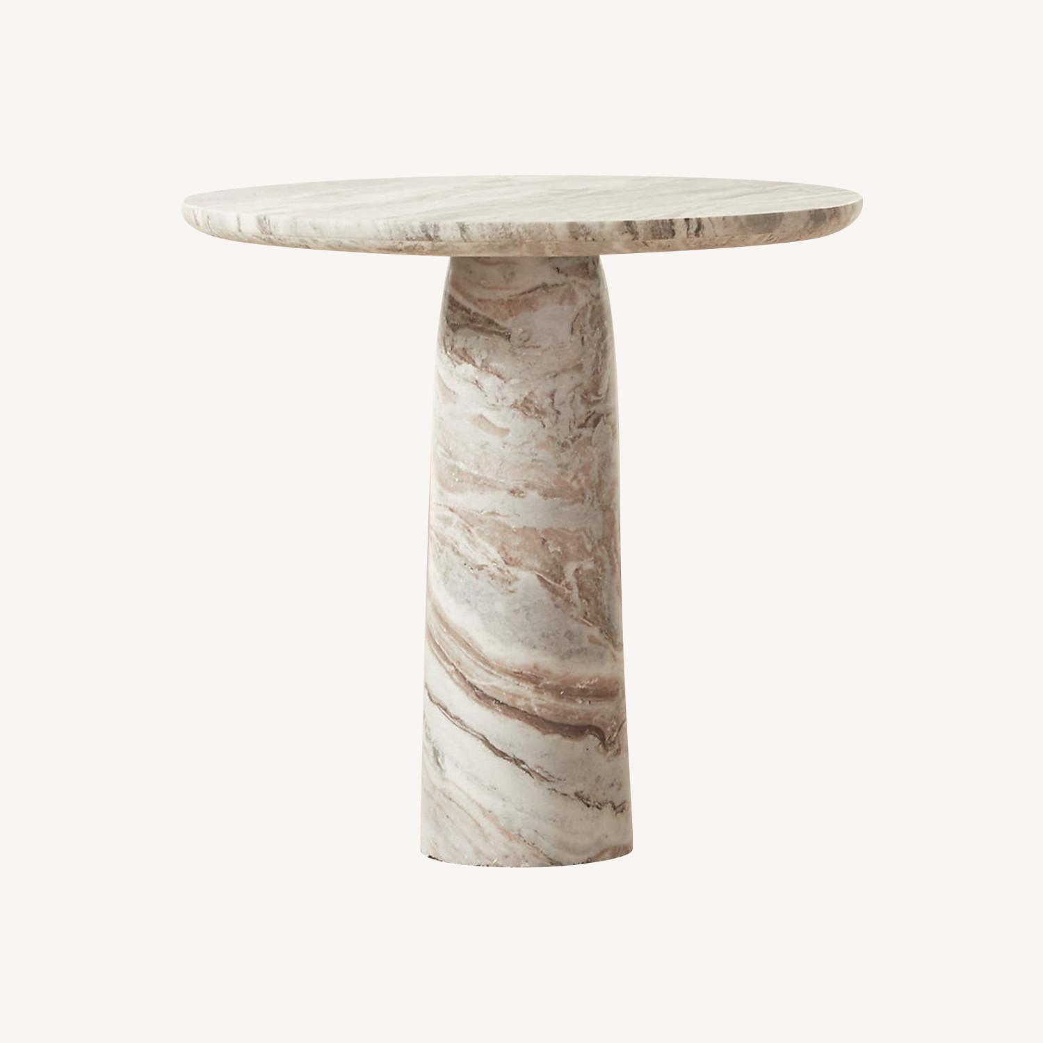 CB2 Babylon Round Grey Marble Bistro Table - AptDeco