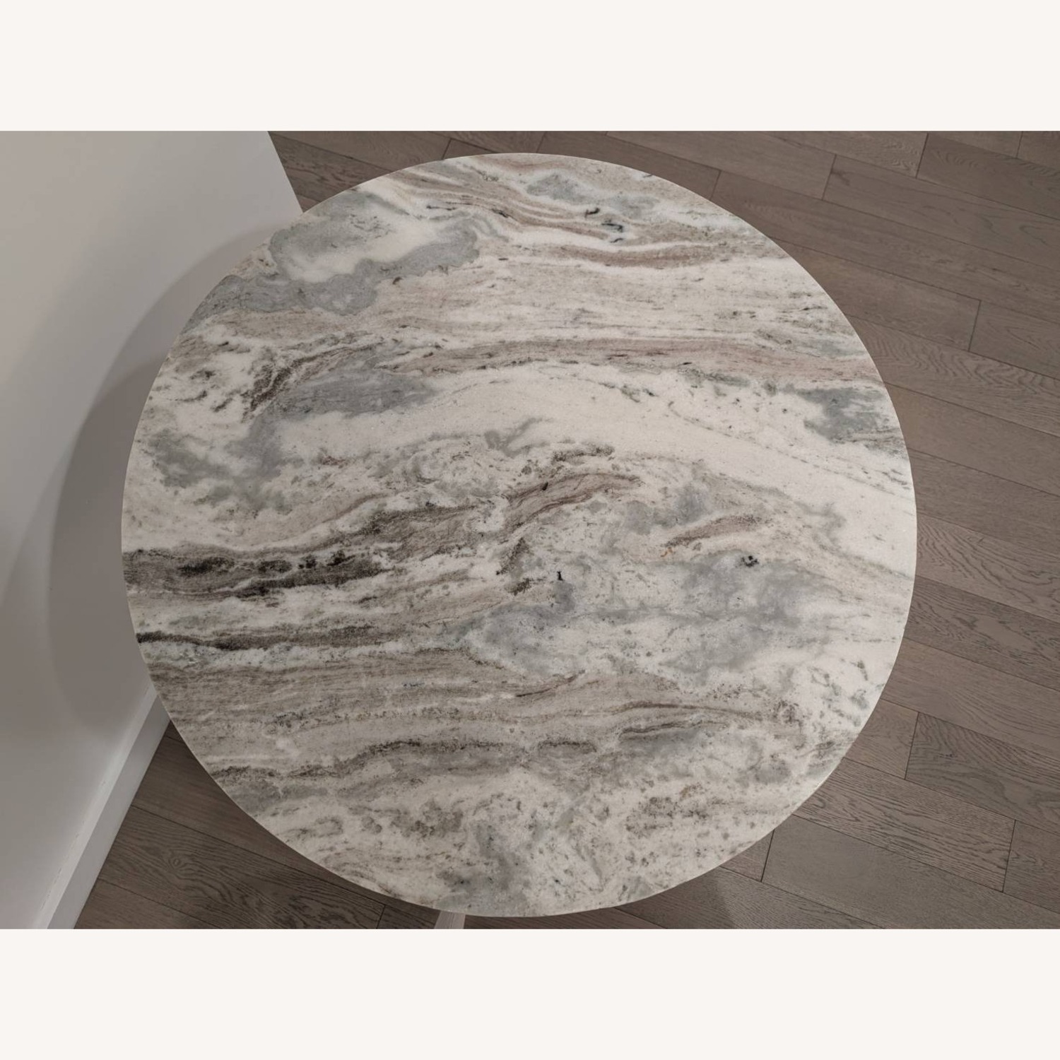 CB2 Babylon Round Grey Marble Bistro Table - AptDeco