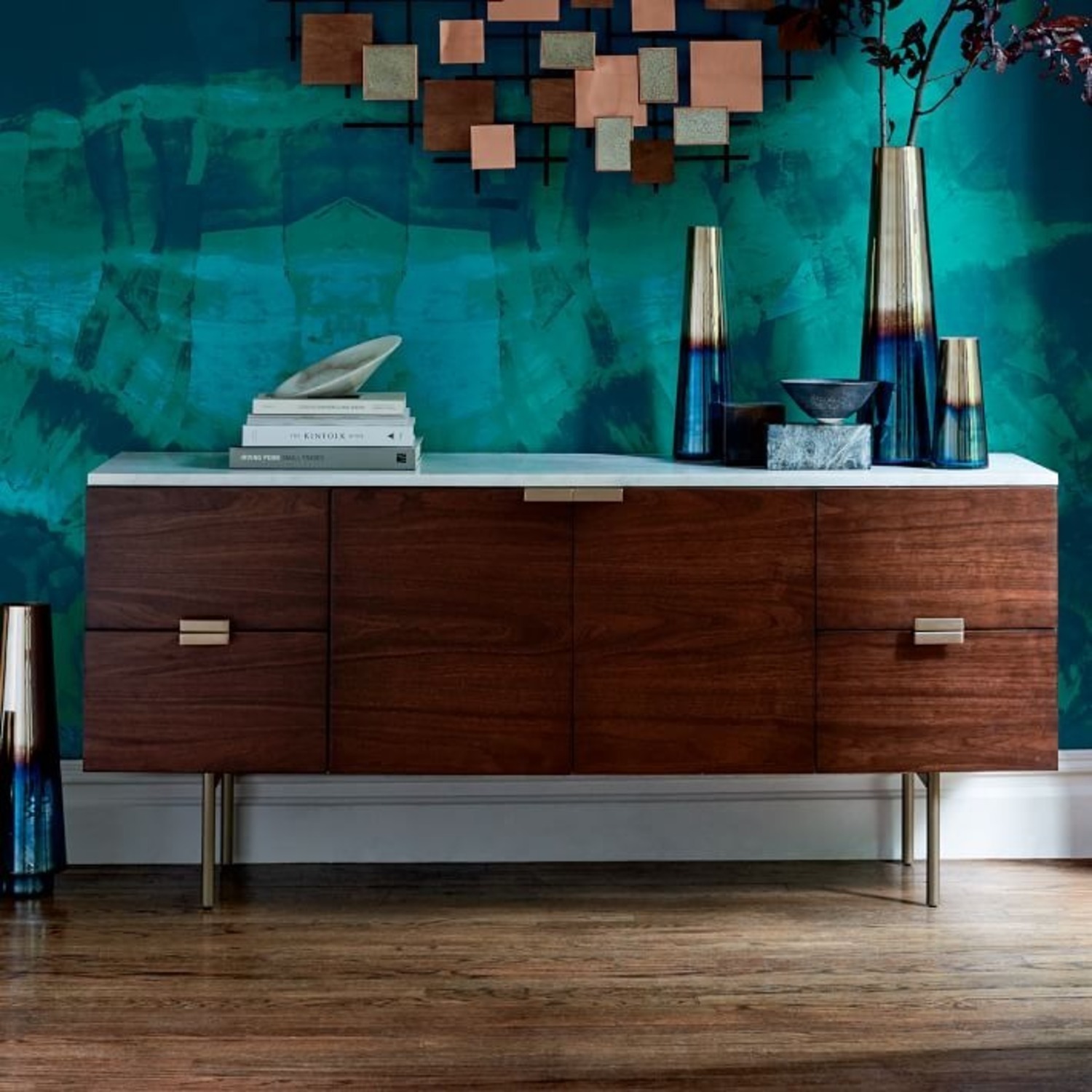West Elm Delphine Marble & Wood Buffet - AptDeco