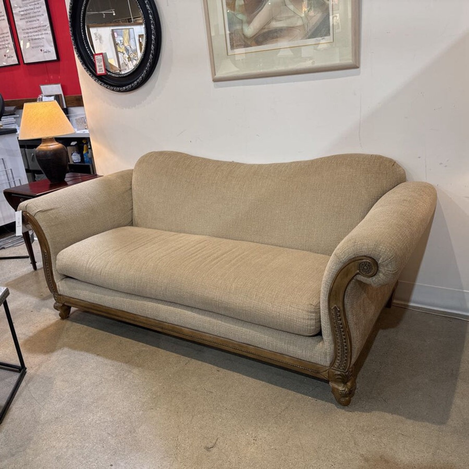 Wavy Back Rounded Arm Single Cushion Sofa - AptDeco