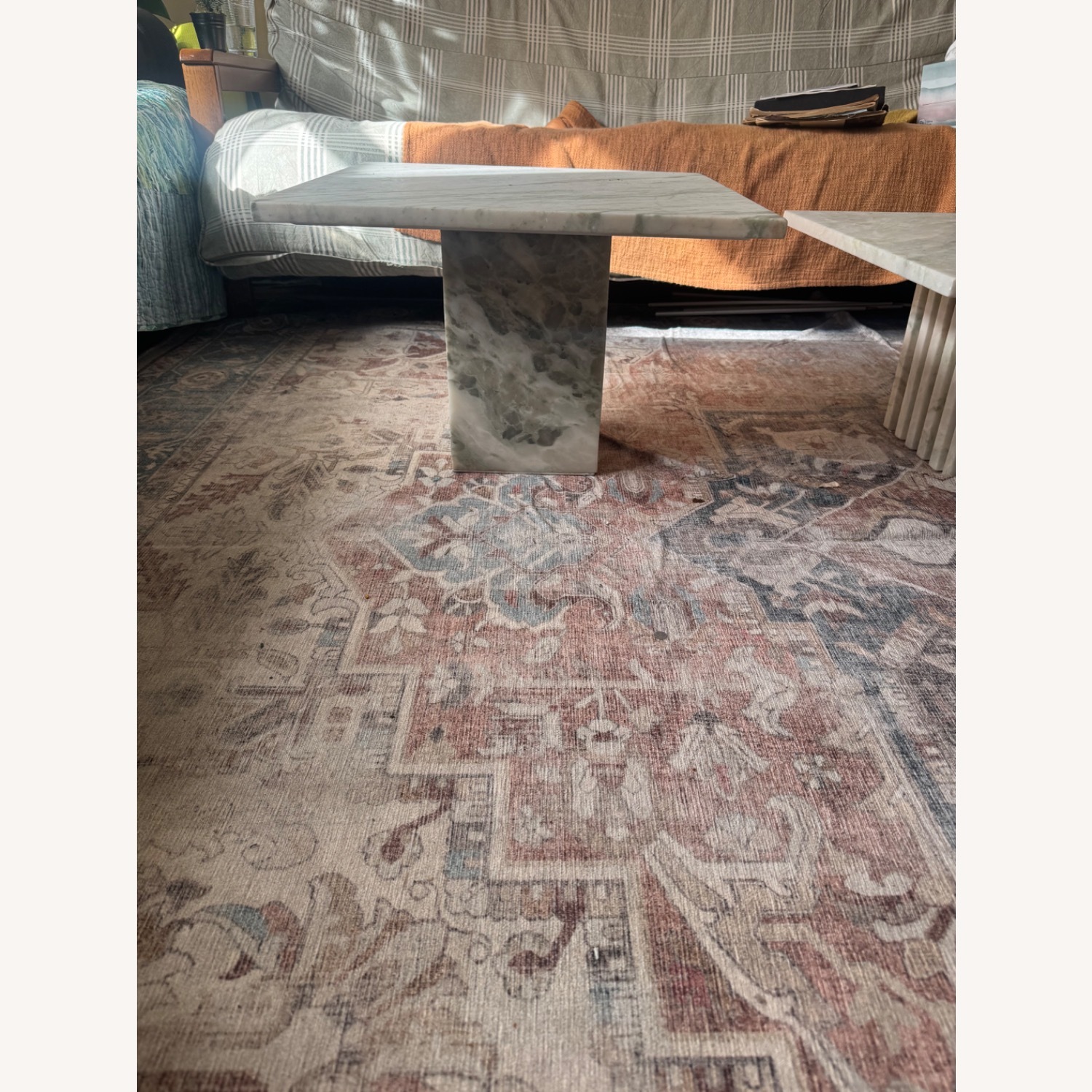 CB2 Two Marble Tables - AptDeco