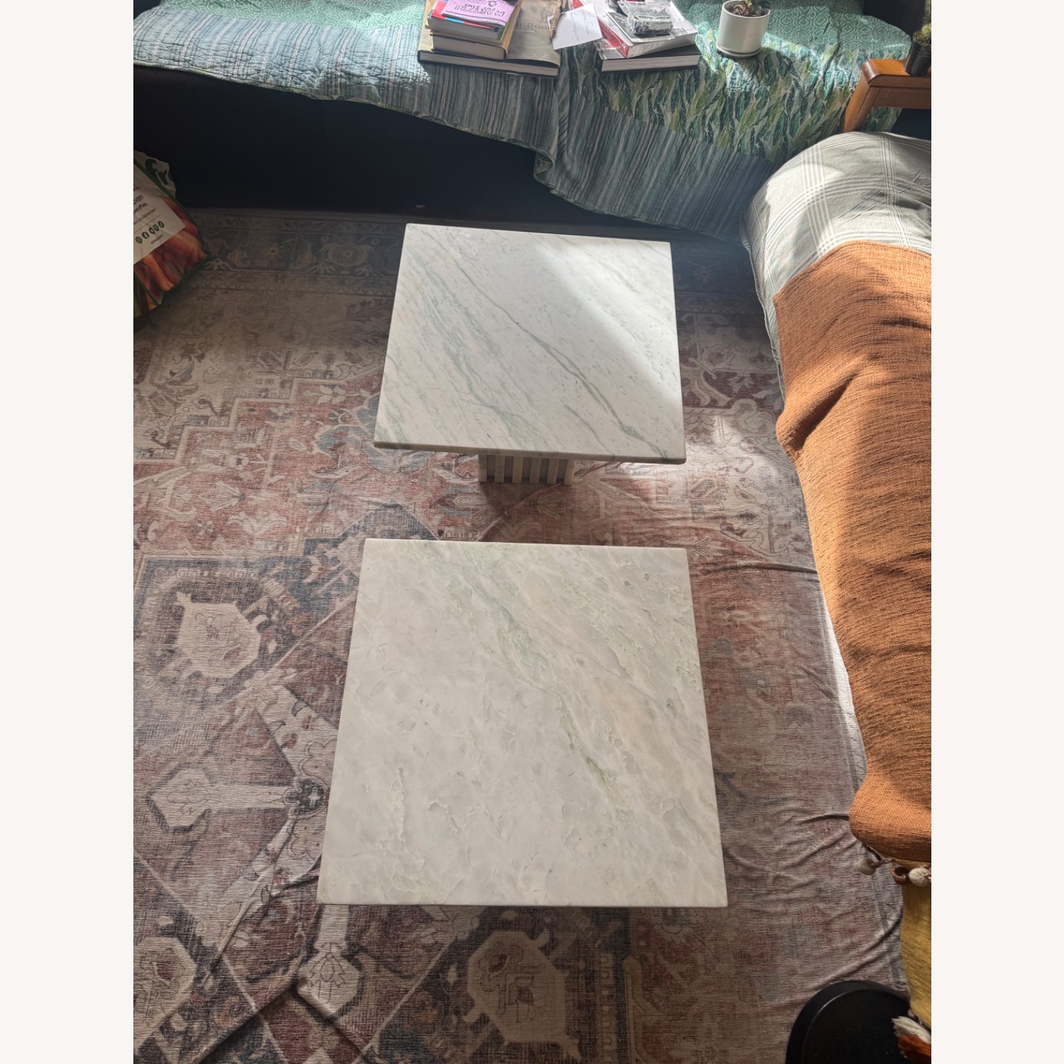 CB2 Two Marble Tables - AptDeco