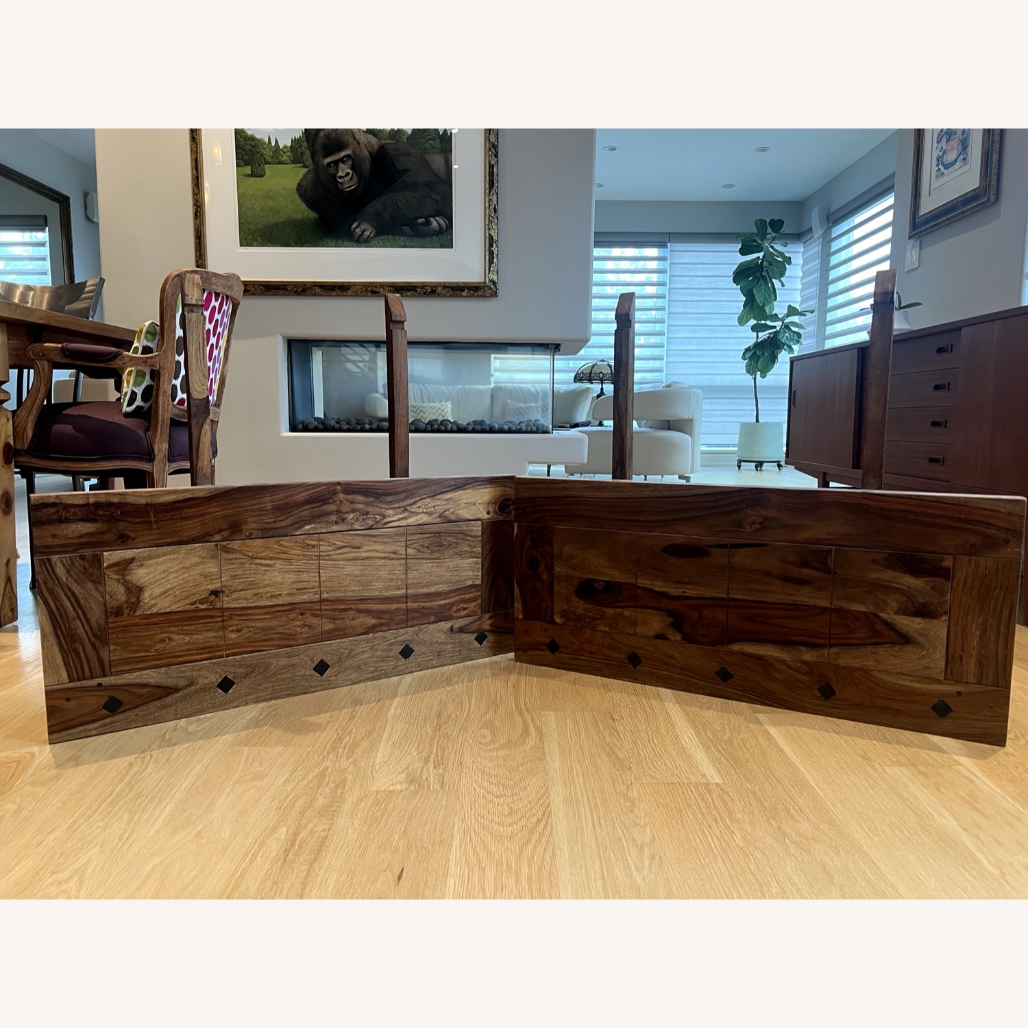 Rustic Modern Dining Table with Leaves - AptDeco