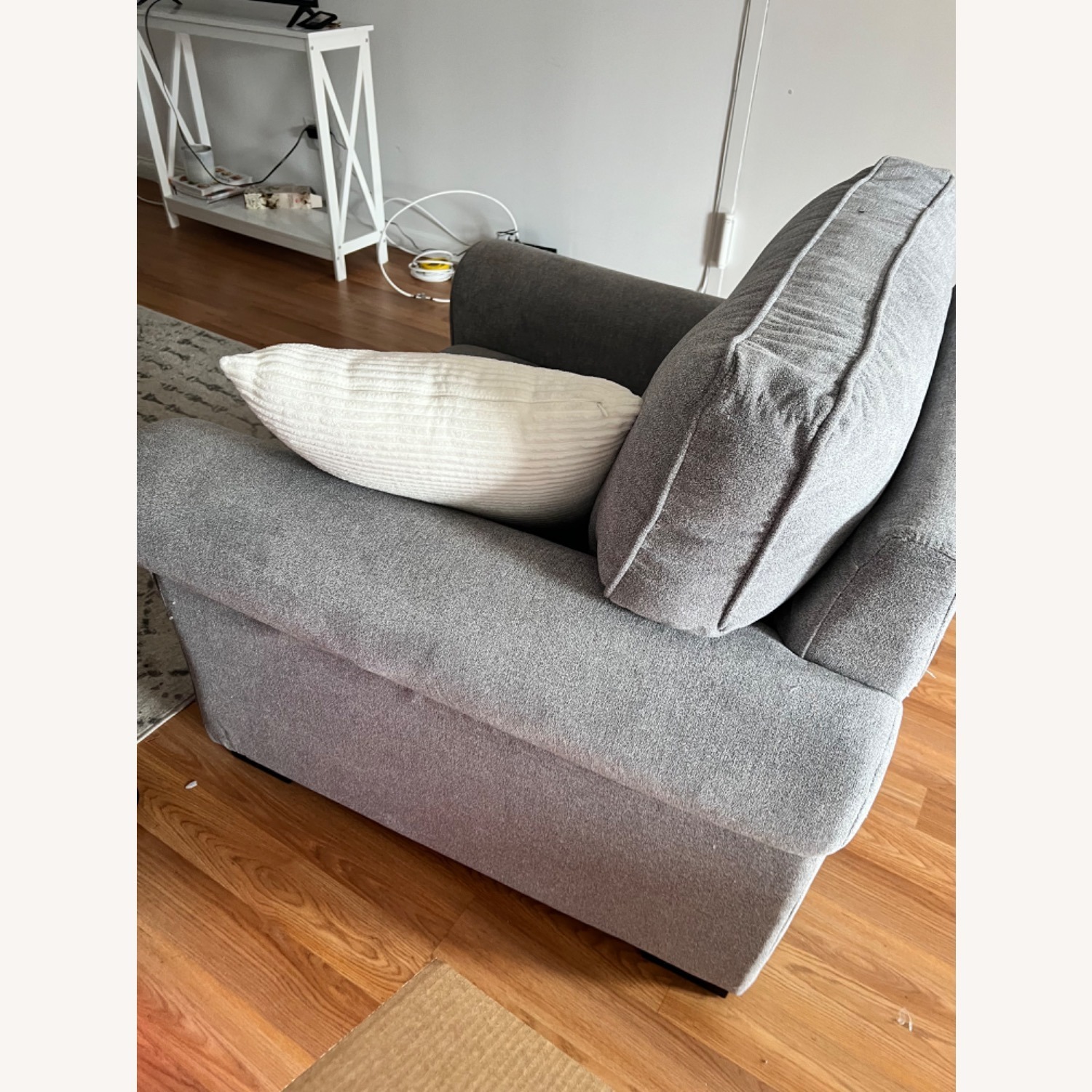 Macy's Ladlow Gray Arm Chair - AptDeco