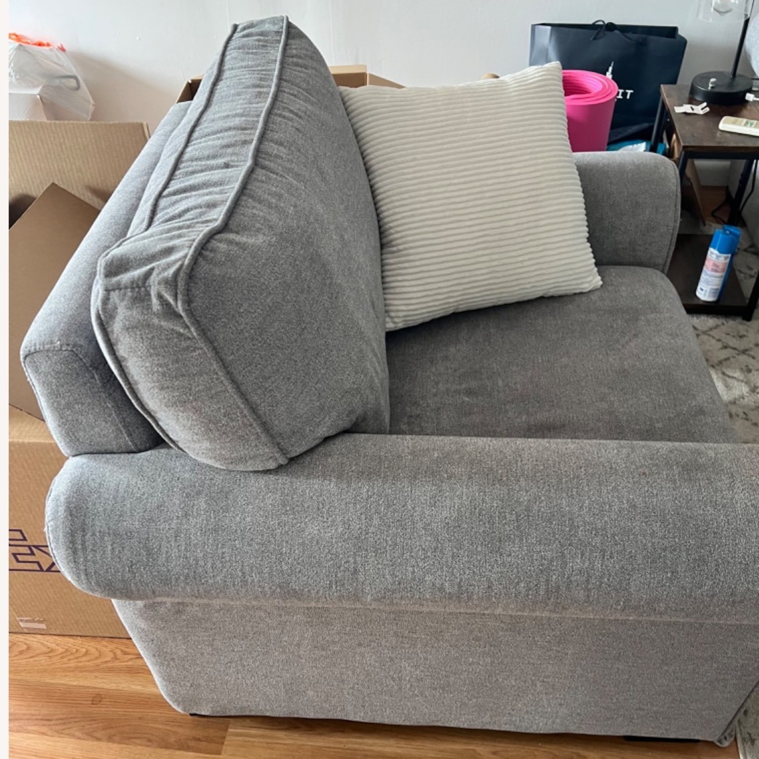 Macy's Ladlow Gray Arm Chair - AptDeco