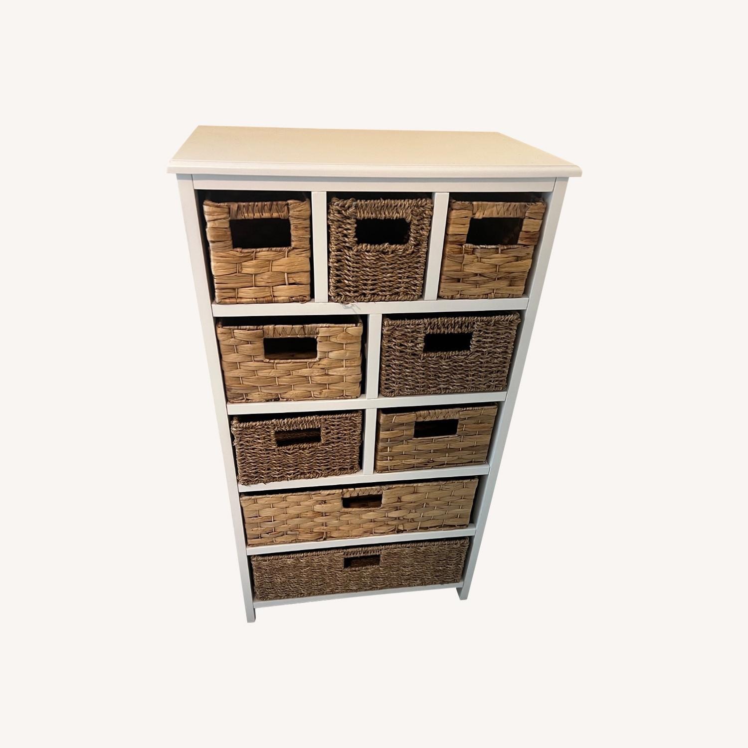 White & Wicker 9-Drawer Storage Unit - AptDeco